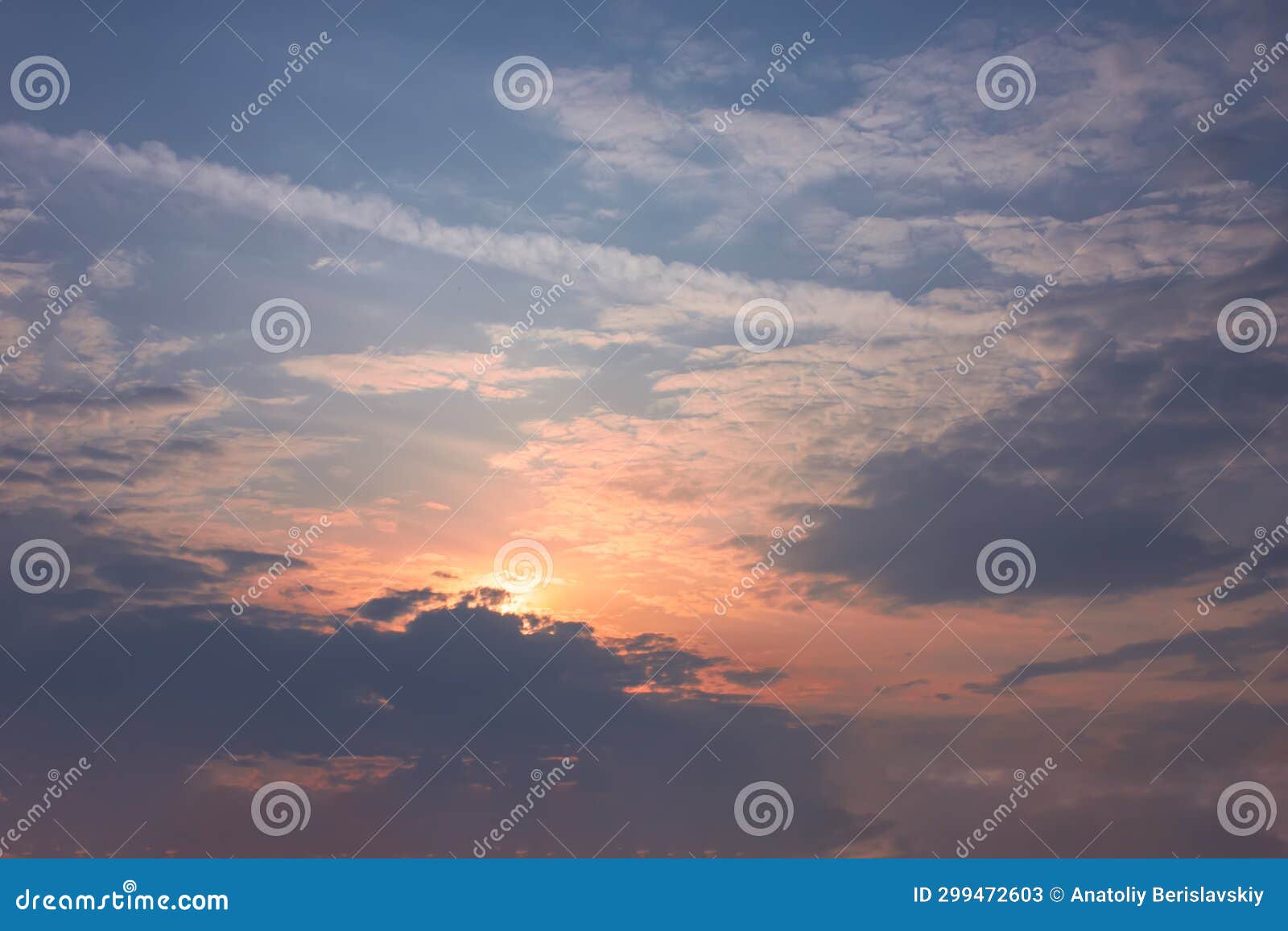 Beautiful Sky Background - Sunset Sunrise Sky with Light Clouds and ...