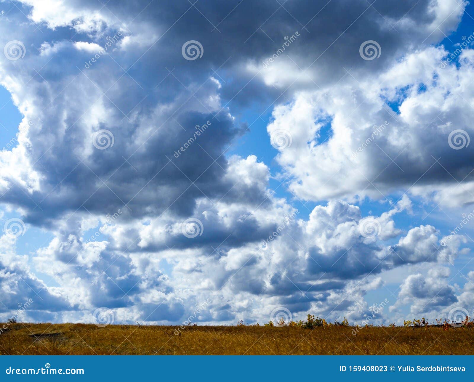 Beautiful Sky with Big Clouds Over the Field Stock Image - Image of ...