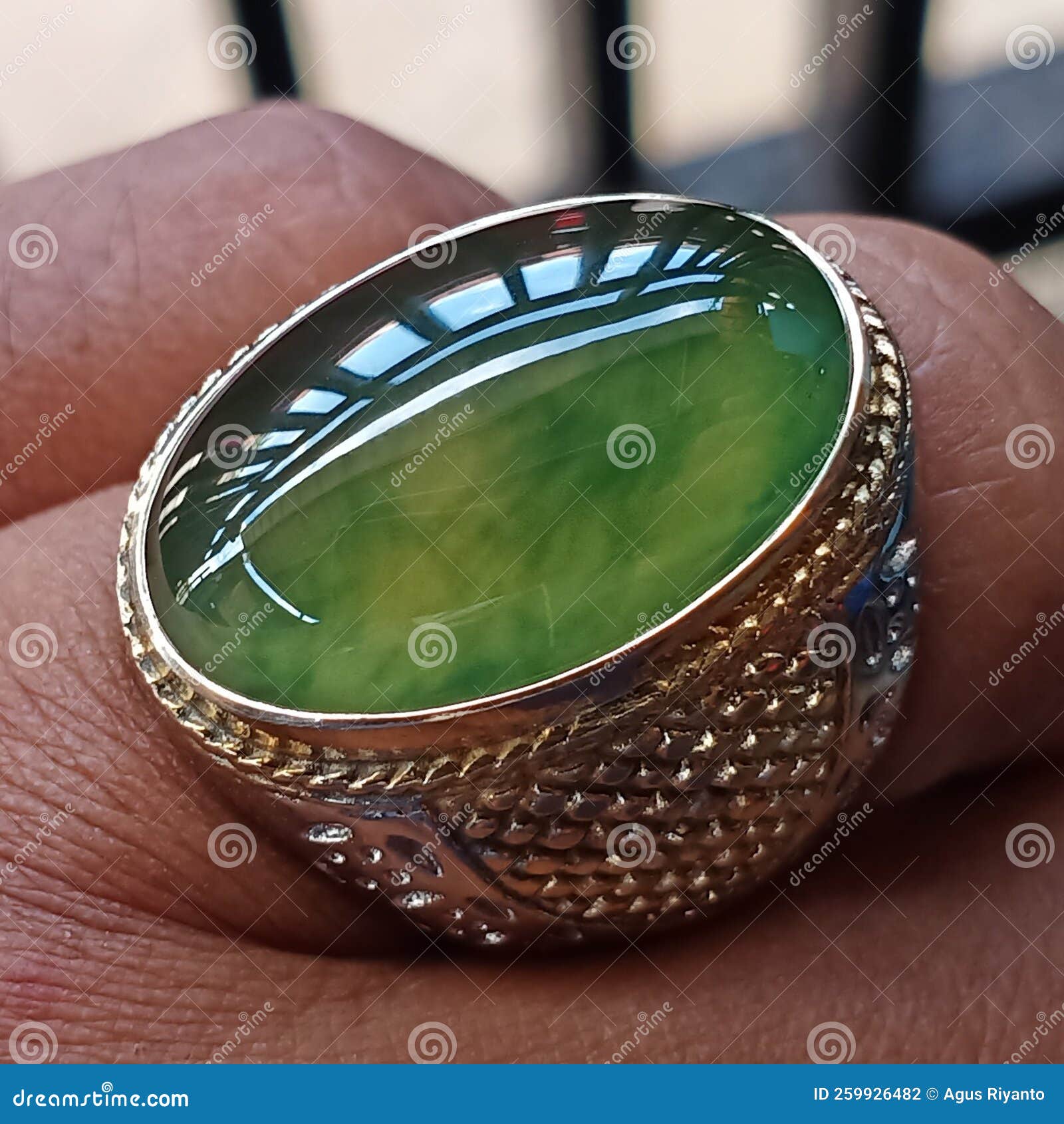 Moss Idocrase Gemstone on Ring Stock Photo - Image of yellow, silver ...