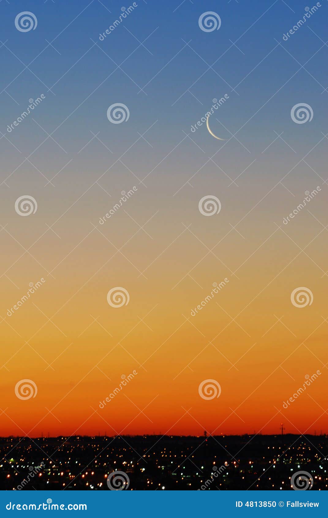 Beautiful Sky and Moon before Sunrise Stock Photo - Image of serenity ...