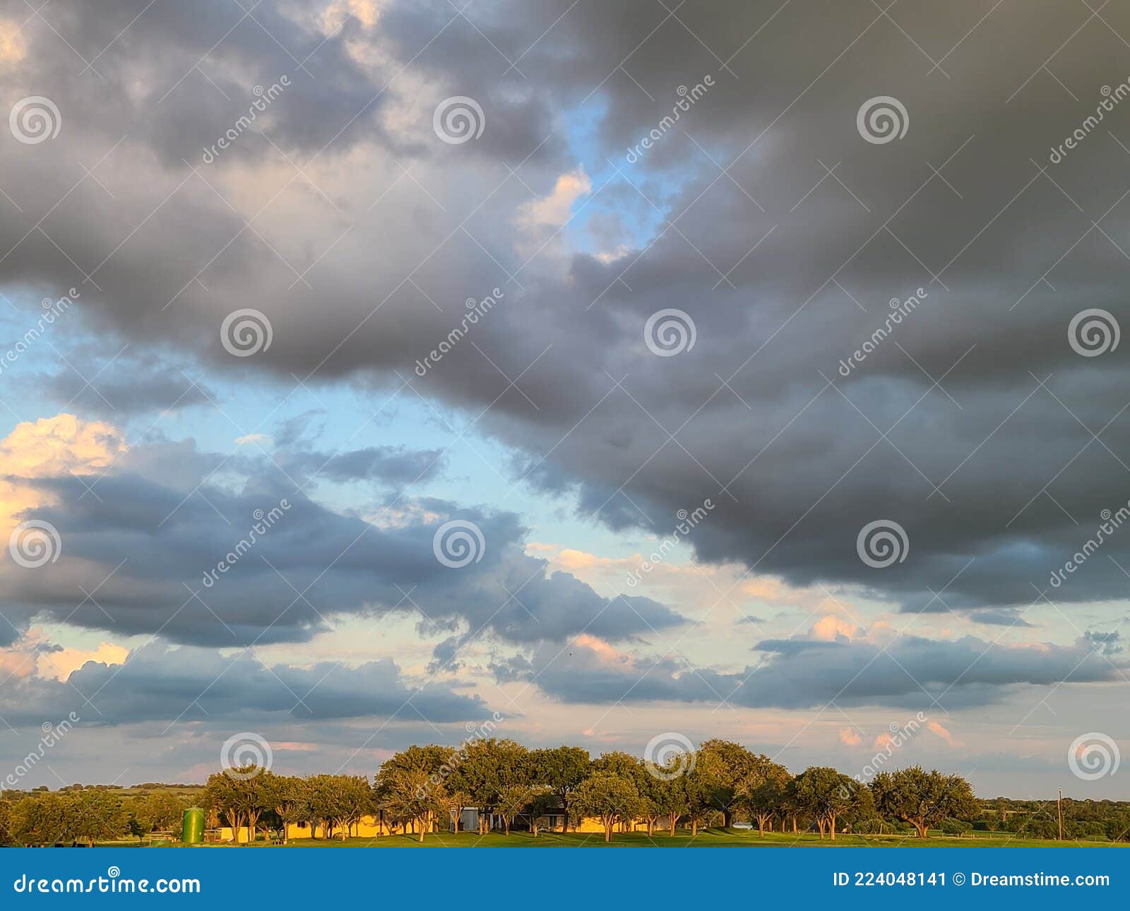 Beautiful Sky over Farm stock image. Image of grassland - 224048141