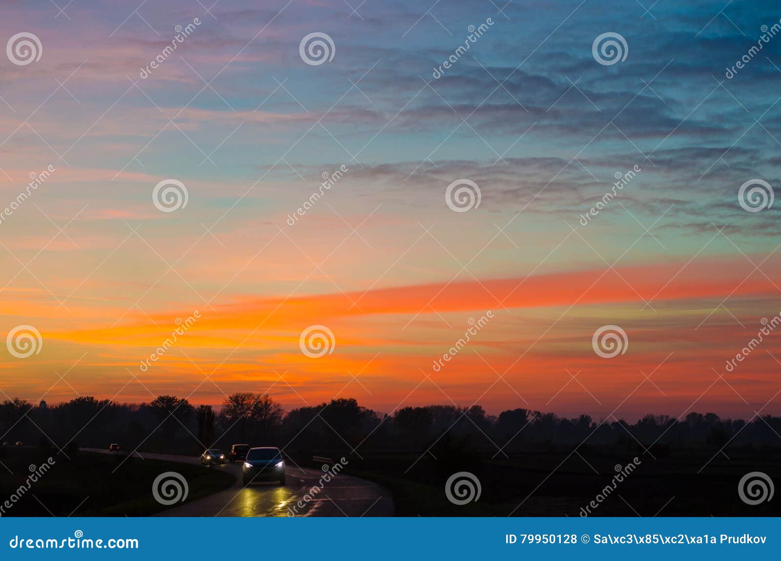 Beautiful Sky Over Highway at Sunset Stock Photo - Image of sunrise ...