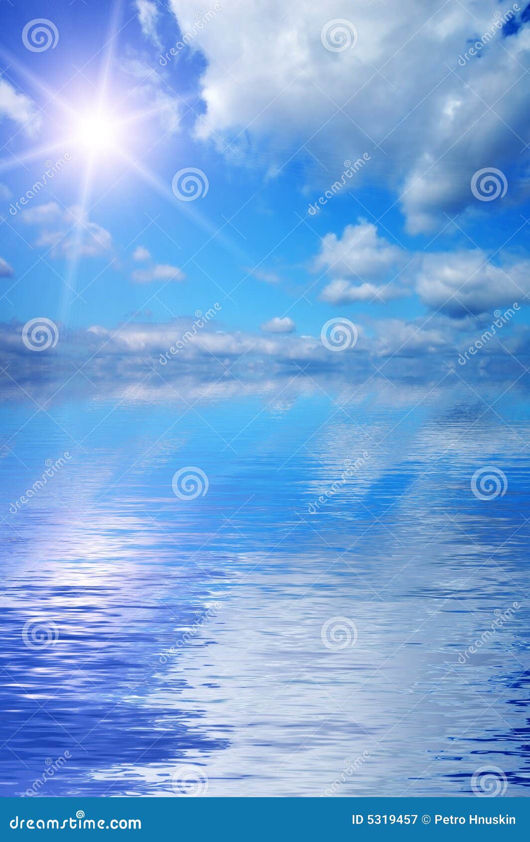 Beautiful Sky Reflected in the Sea. Stock Image - Image of beams ...