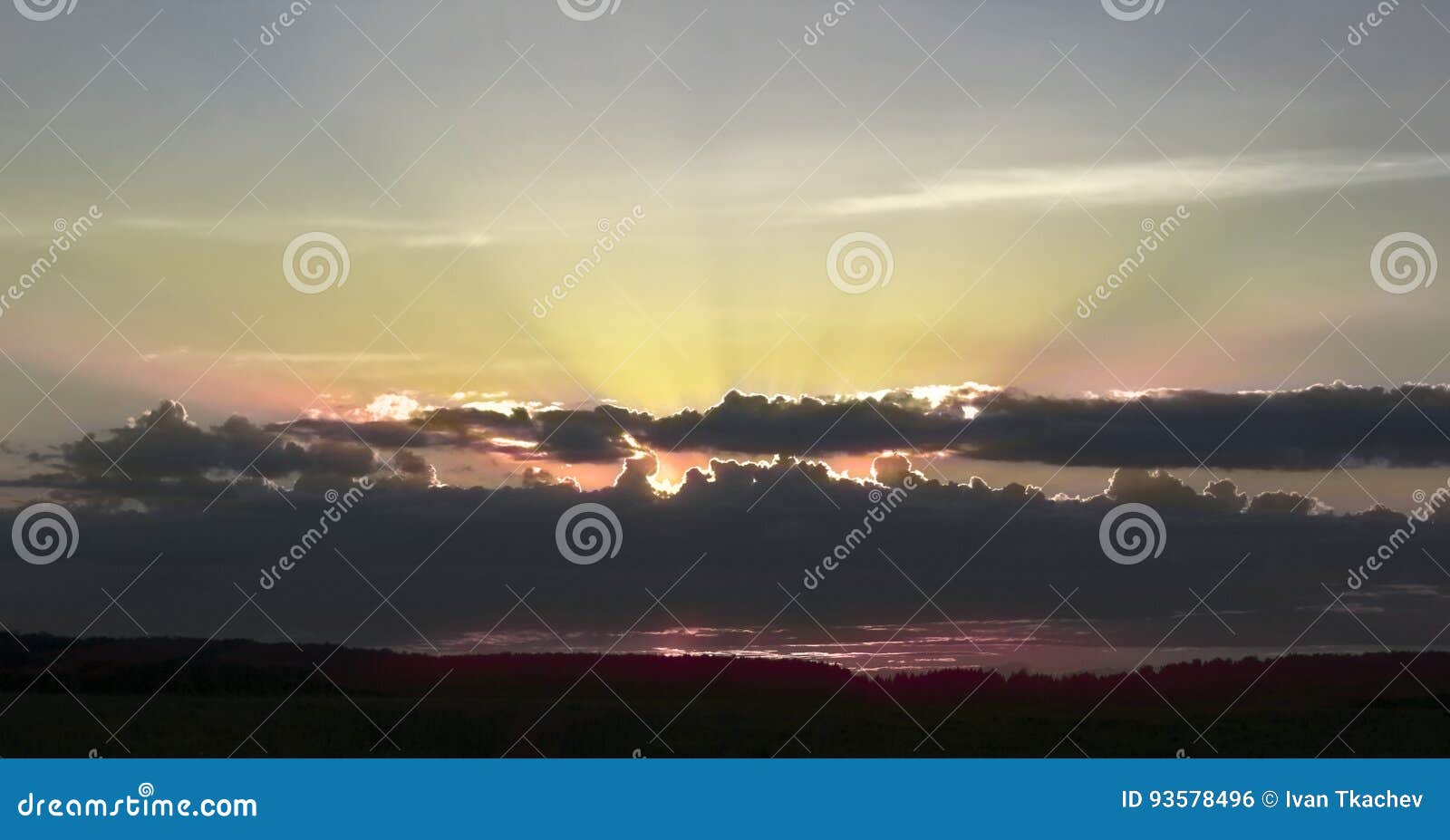 Beautiful Sky with Shaft of Sunlight and Clouds during Sunset Stock ...
