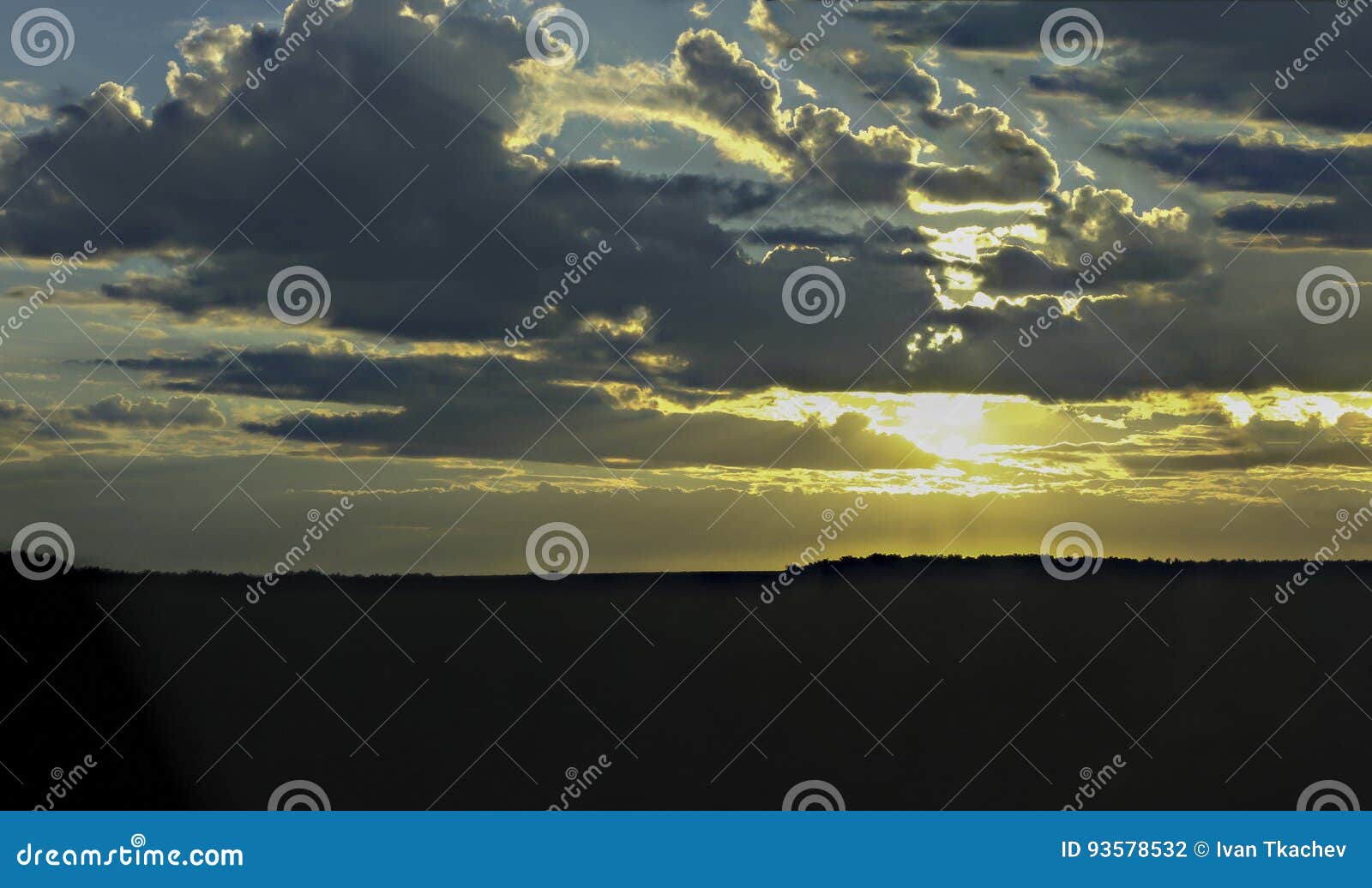 Beautiful Sky with Shaft of Sunlight and Clouds during Sunset Stock ...