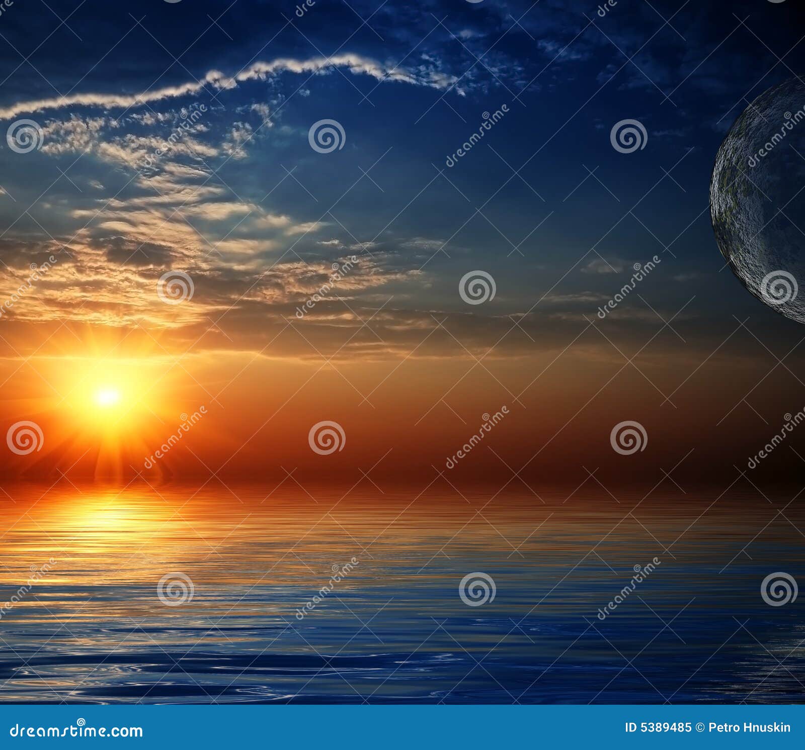 Beautiful Sky with Solar Beams in Reflection. Stock Image - Image of ...