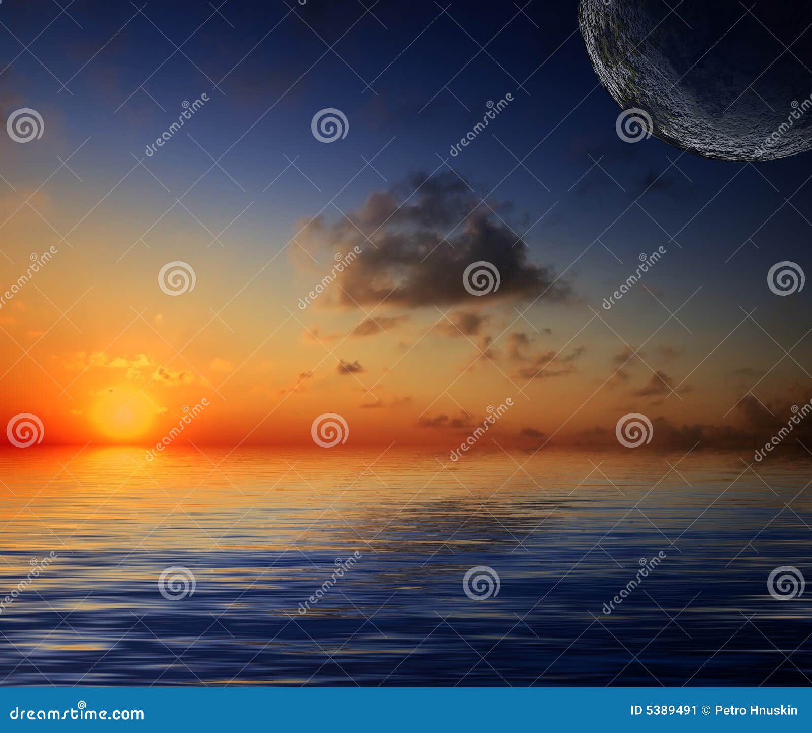 Beautiful Sky with Solar Beams in Reflection. Stock Image - Image of ...
