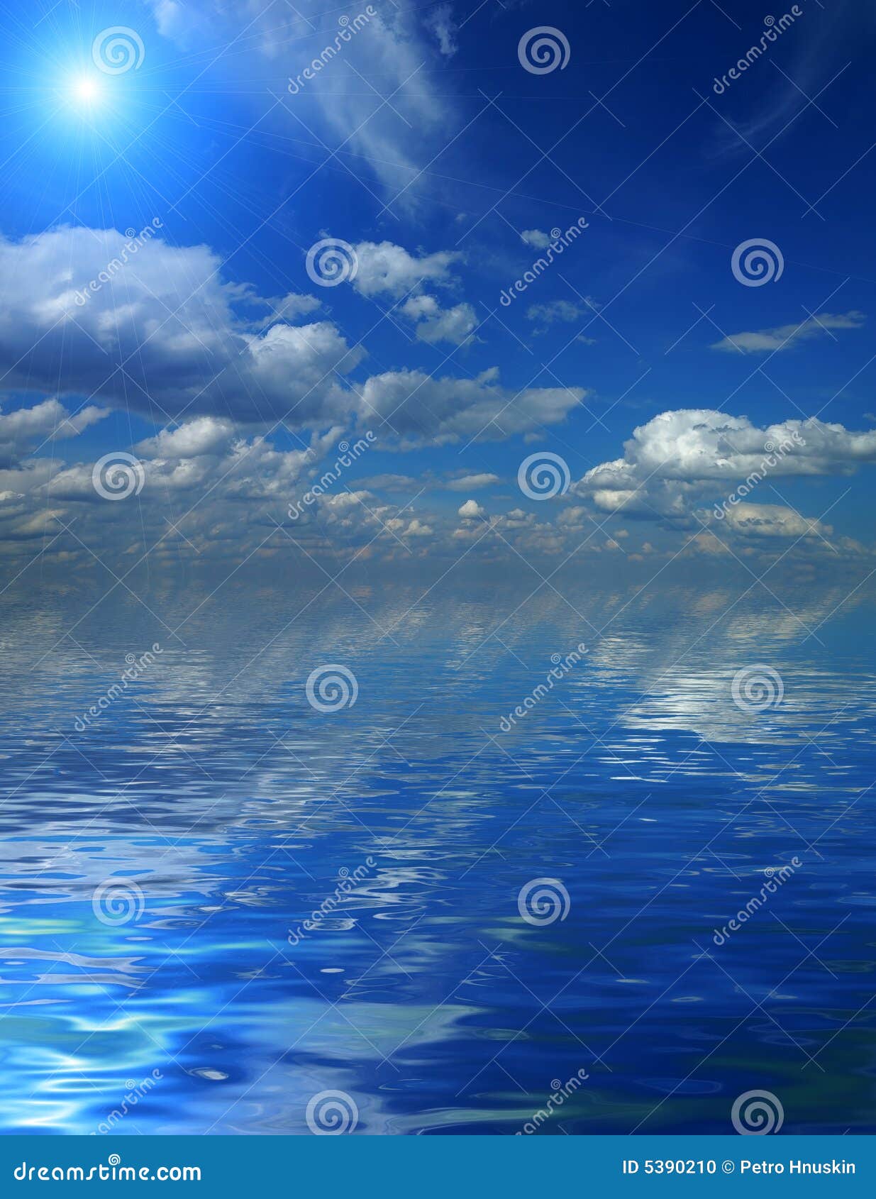 Beautiful Sky with Solar Beams in Reflection. Stock Photo - Image of ...