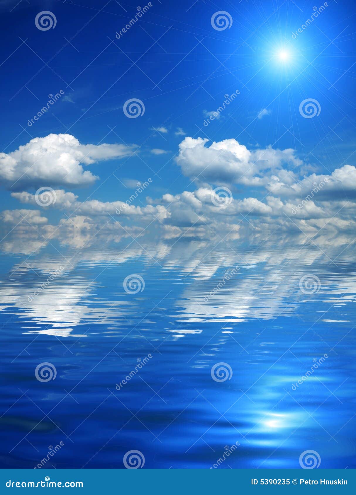 Beautiful Sky with Solar Beams in Reflection. Stock Image - Image of ...
