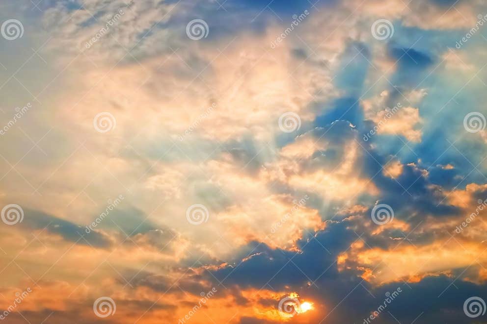 Beautiful Sky with Sun Rays Stock Image - Image of panoramic, nature ...