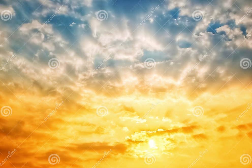 Beautiful Sky with Sun Rays Stock Photo - Image of colorful, orange ...