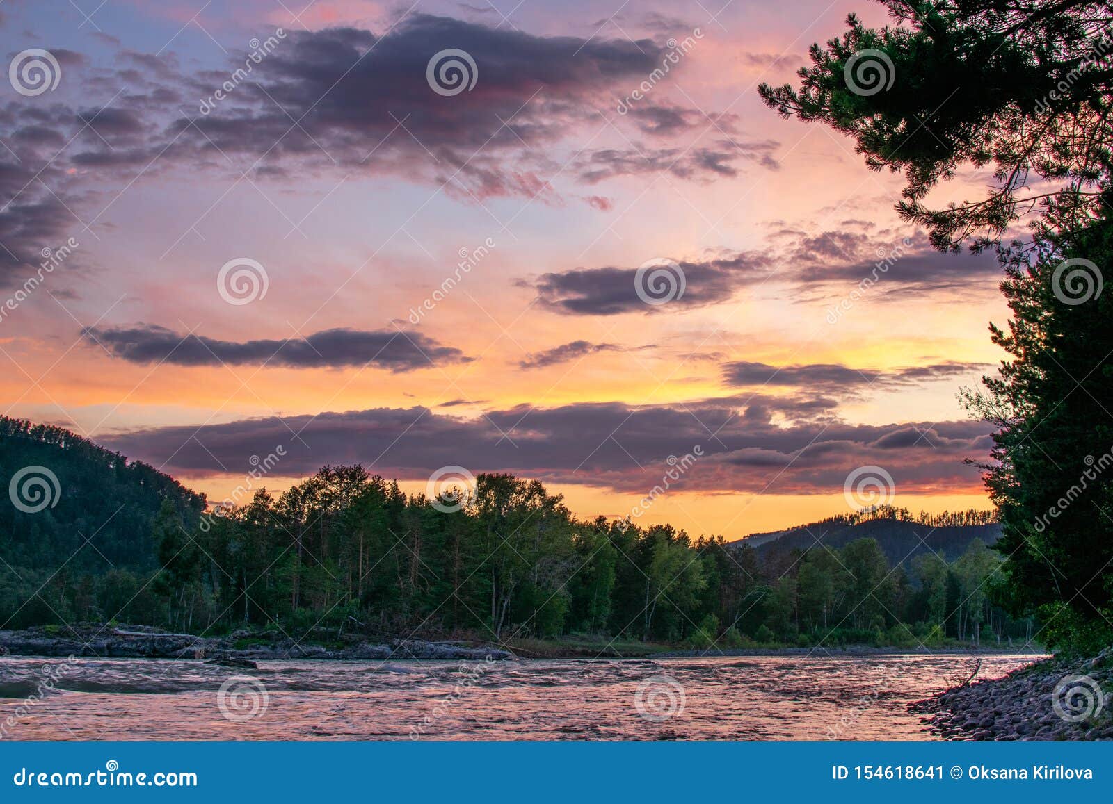 Beautiful Sky and Sunset Over the River Stock Image - Image of beauty ...