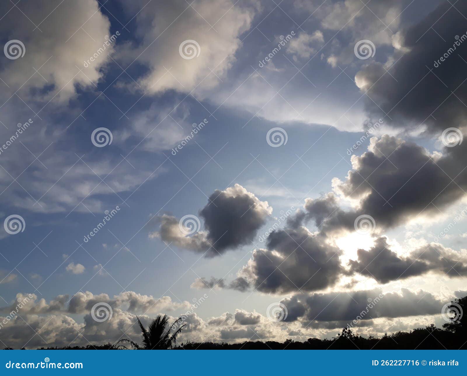 Beautiful Sky between Sunset and Overcast Clouds Stock Photo - Image of ...