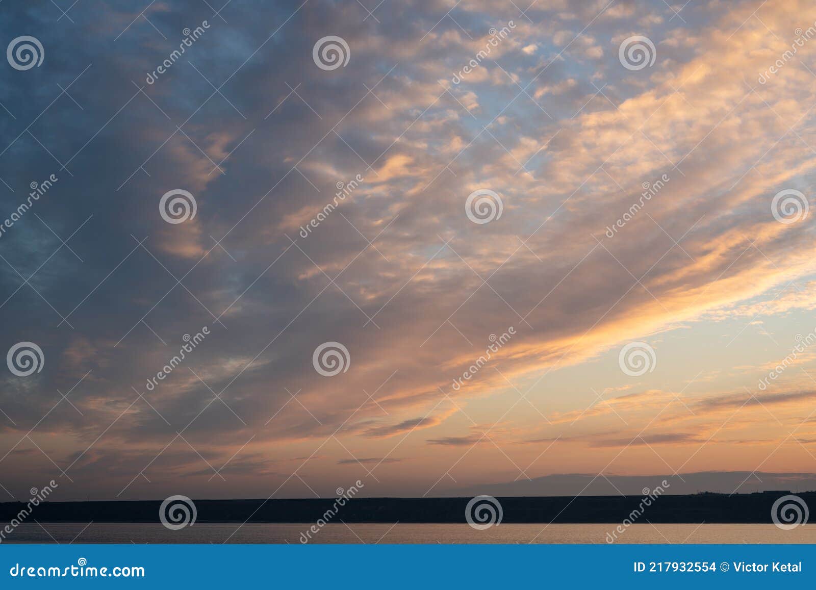 Beautiful Sky at Sunset and a Thin Line of the Horizon. Creative ...