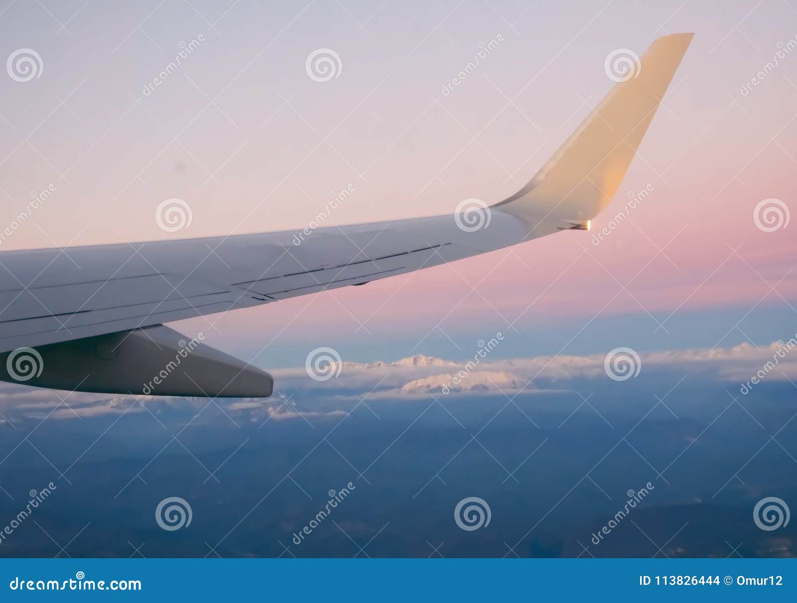 Beautiful Sky Under the Wing of a Flying Airplane Stock Photo - Image ...