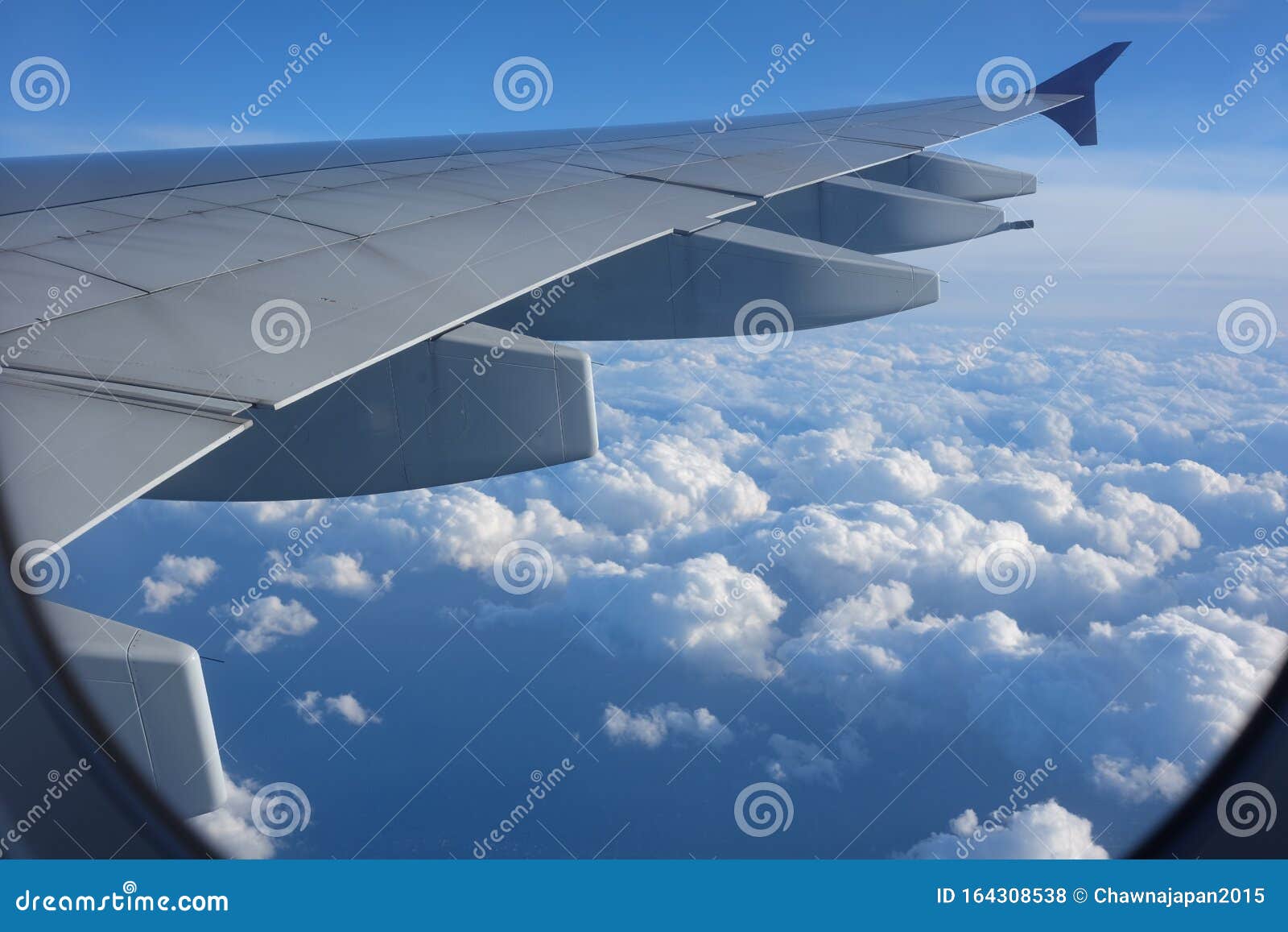 Beautiful Blue Sky View from an Airplane, Dramatic Clouds. Stock Photo ...