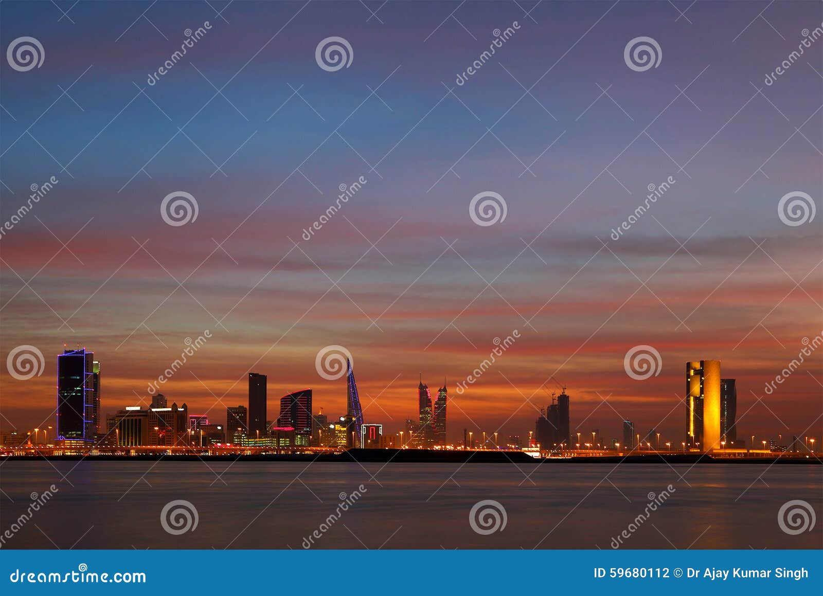 Beautiful Skyline of Bahrain, HDR Stock Photo - Image of building ...