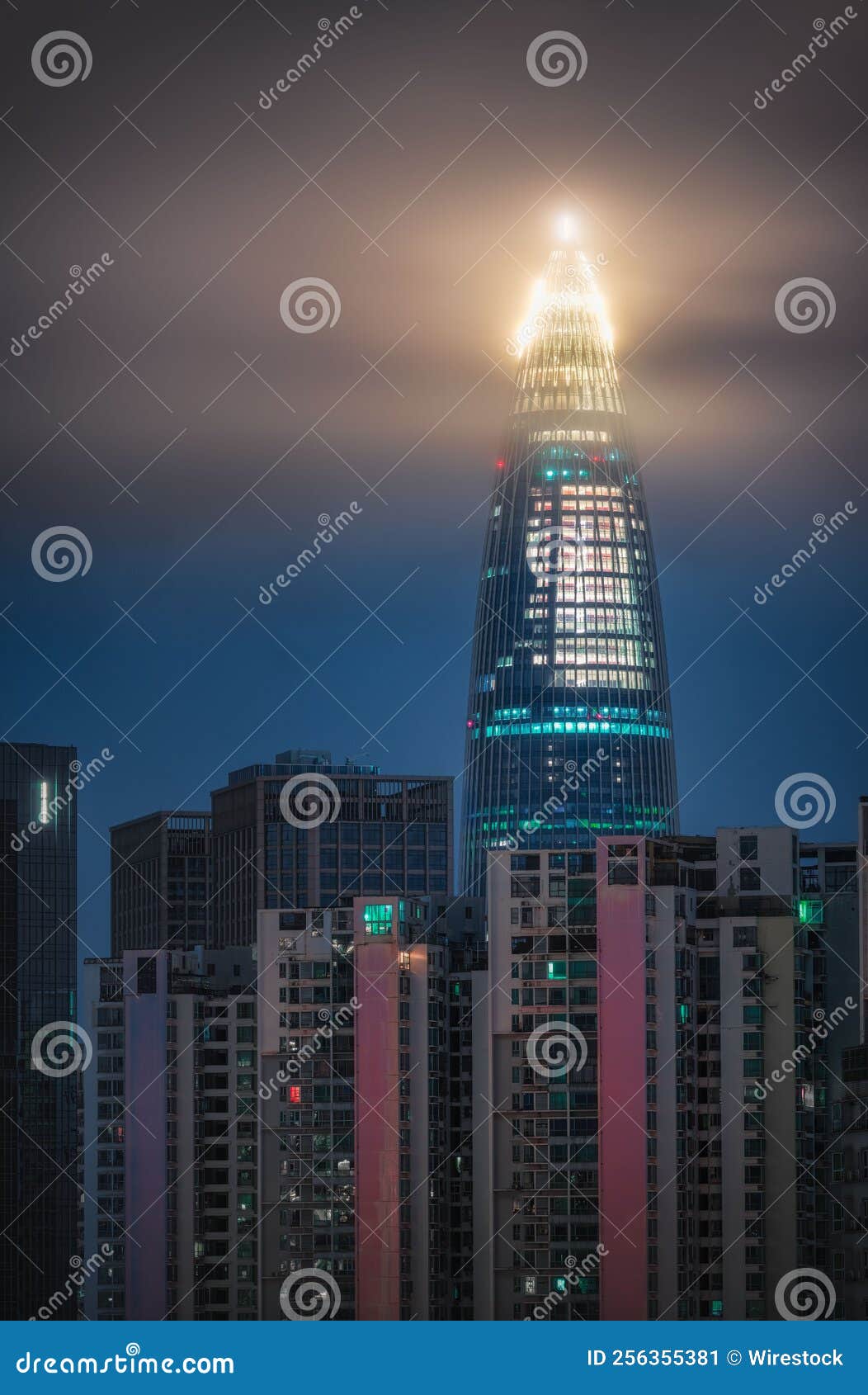 Beautiful Skyscraper with a Light on Top Editorial Photo - Image of ...