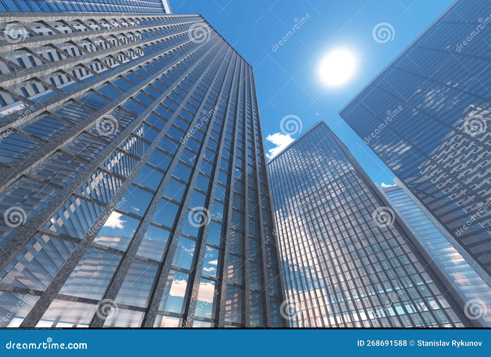 Beautiful Skyscrapers Against the Sky Stock Illustration - Illustration ...