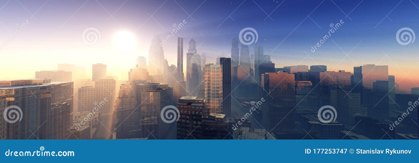 Beautiful Skyscrapers on a Background of Blue Sky Stock Illustration ...