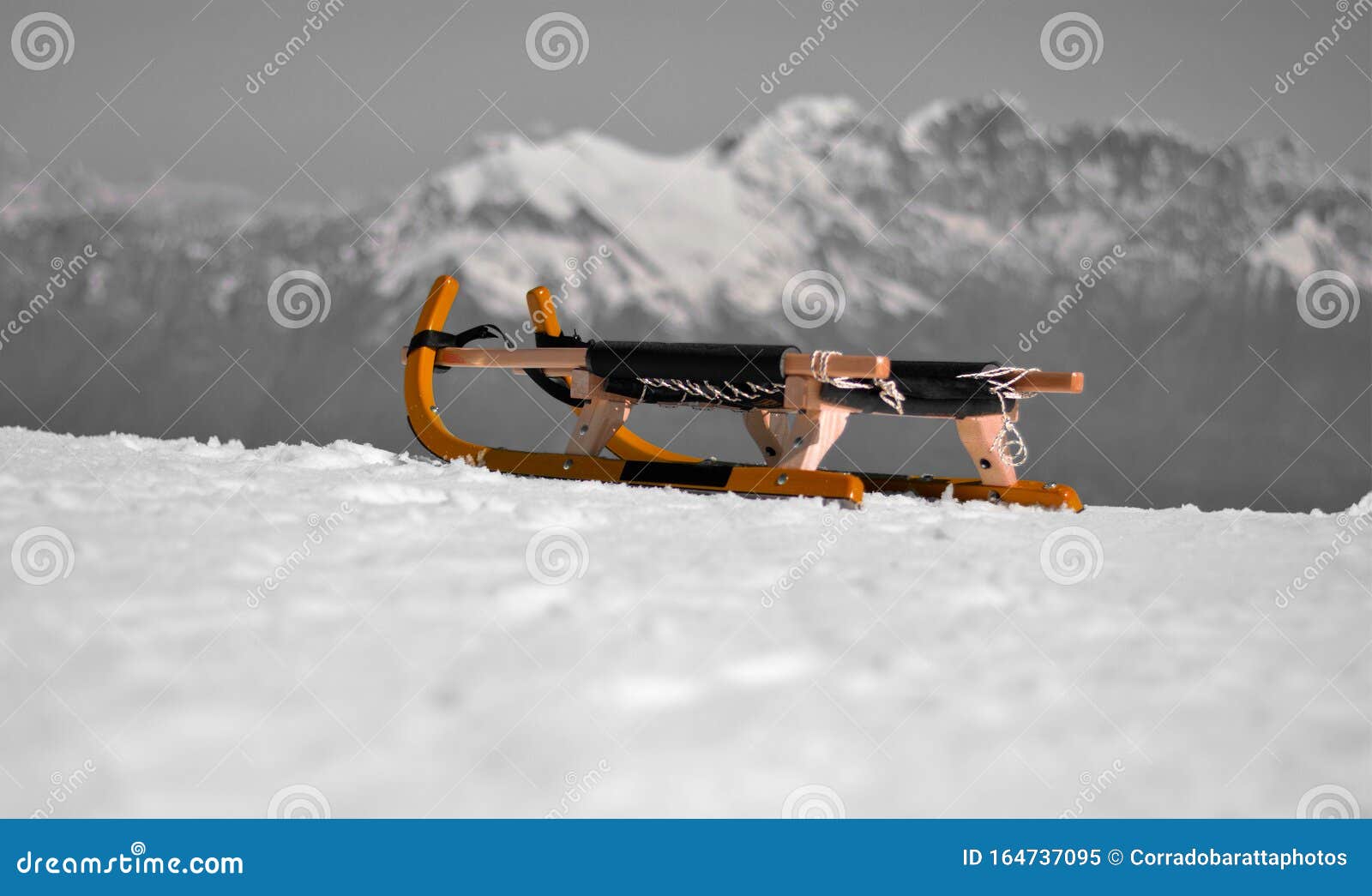 A Beautiful Sled in the Mountains on the Snow Stock Image - Image of ...