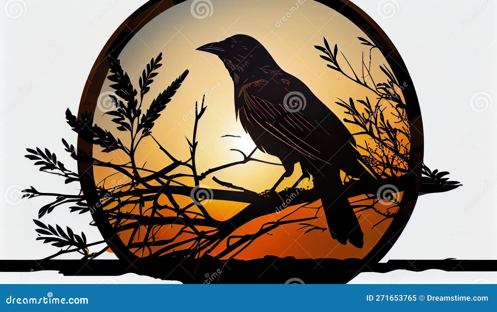 Beautiful Sleek All Black Crow Sitting on a Branch, Made with ...