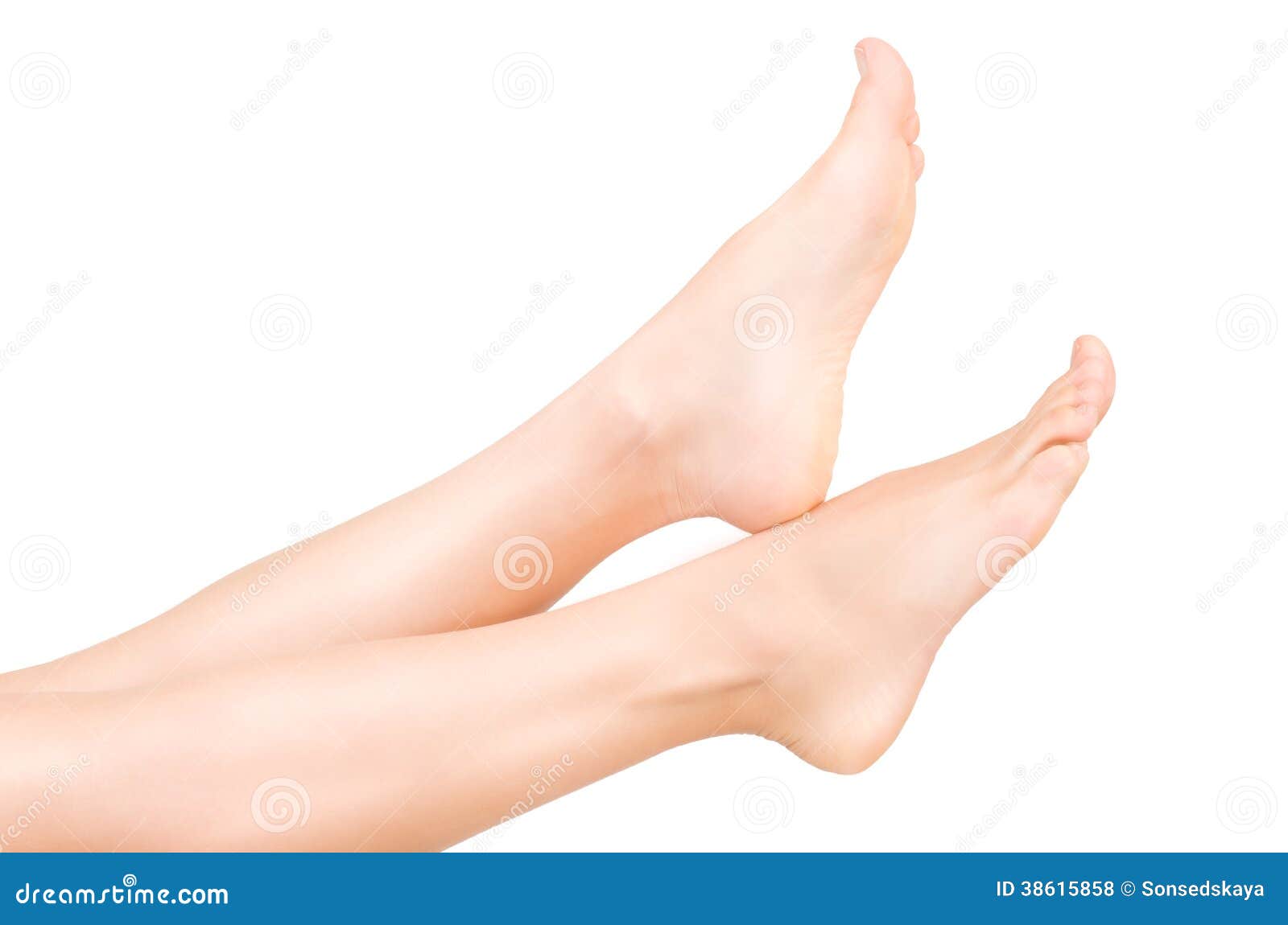 Slender Female Legs Crossed On The Table Stock Photography ...