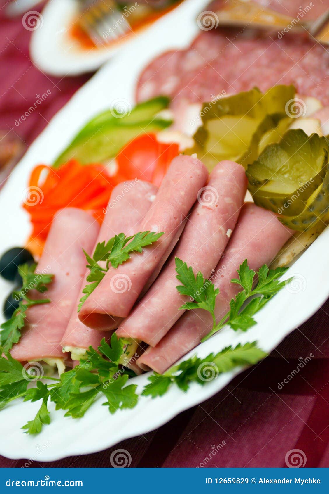 Beautiful Sliced Food Arrangement . Stock Image - Image of products ...