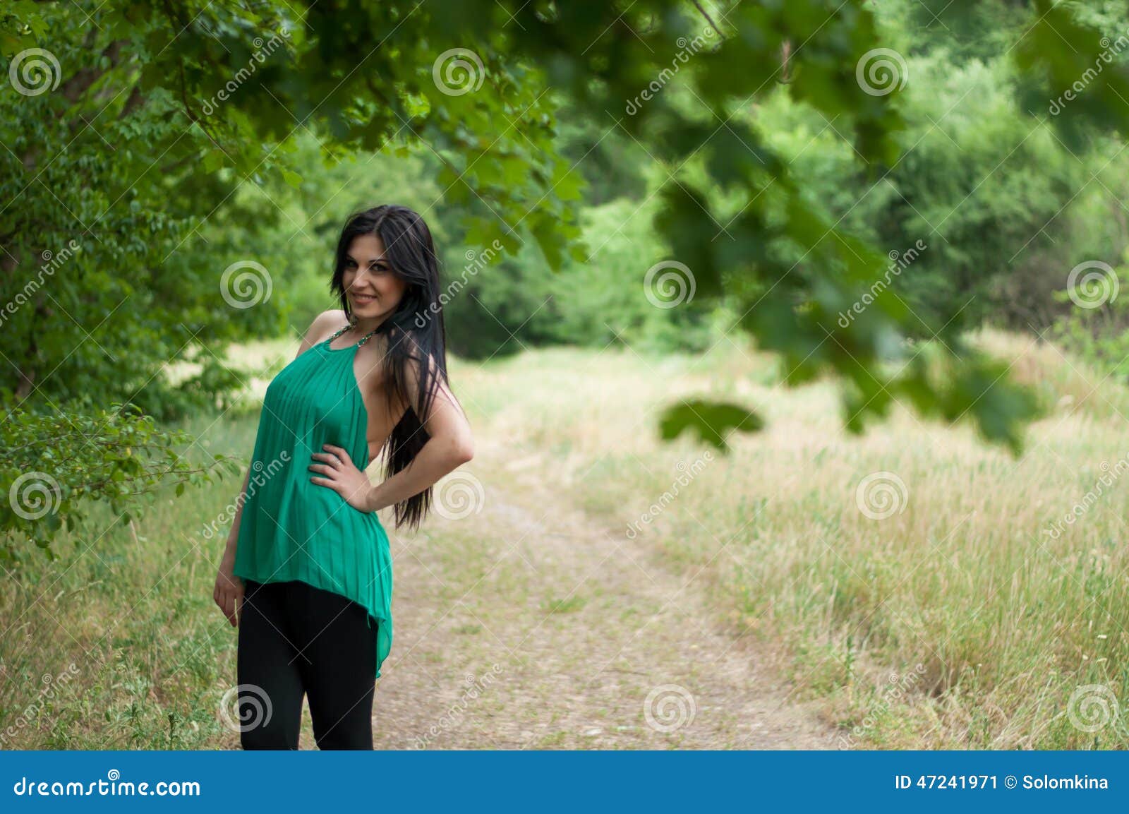 Beautiful Slim Brunette Girl On A Walk Stock Image Image Of Beautiful Cheerful 47241971