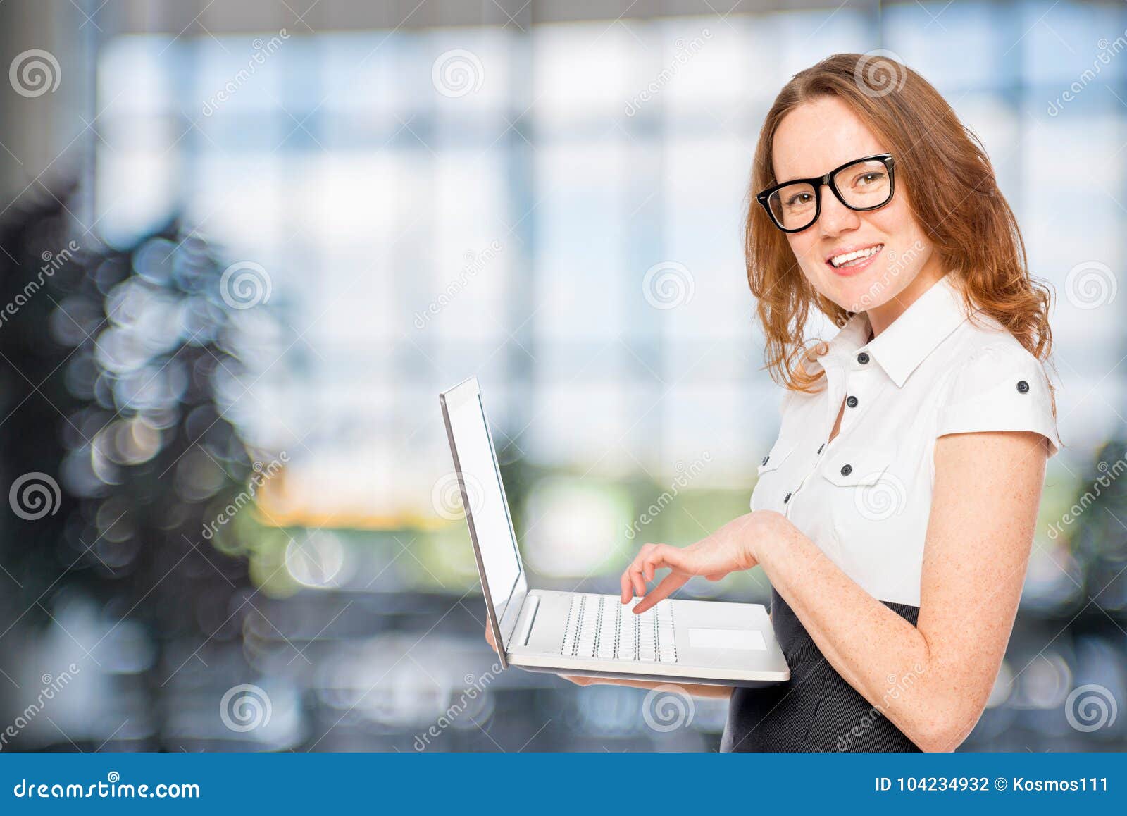 Beautiful Slim Secretary with a Laptop Stock Photo - Image of caucasian ...
