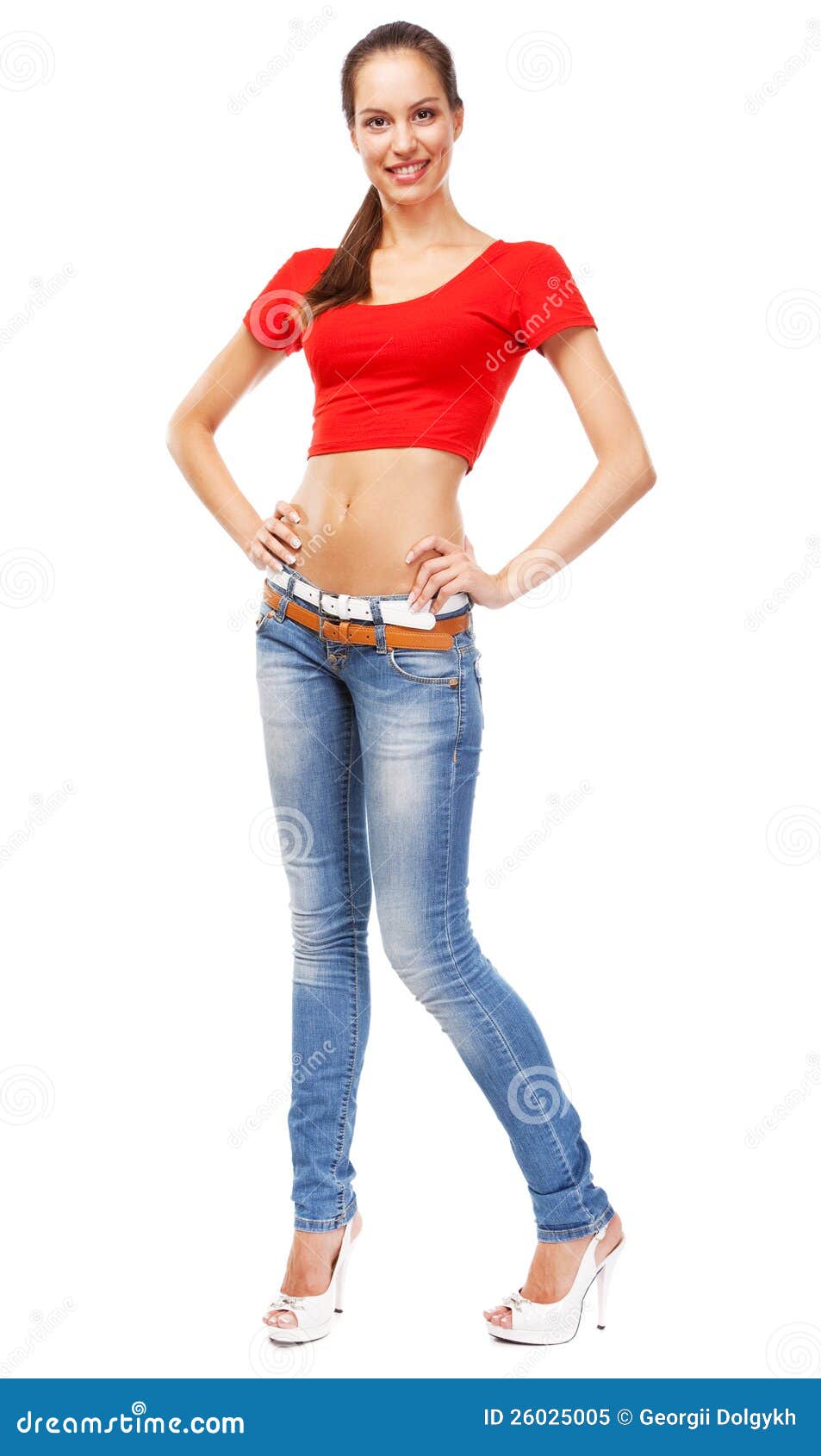 Beautiful Slim Woman Isolated on White Background Stock Image - Image ...