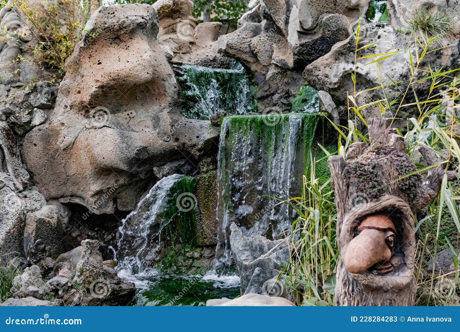A Beautiful Small Artificial Waterfall, of an Interesting Shape, with a ...