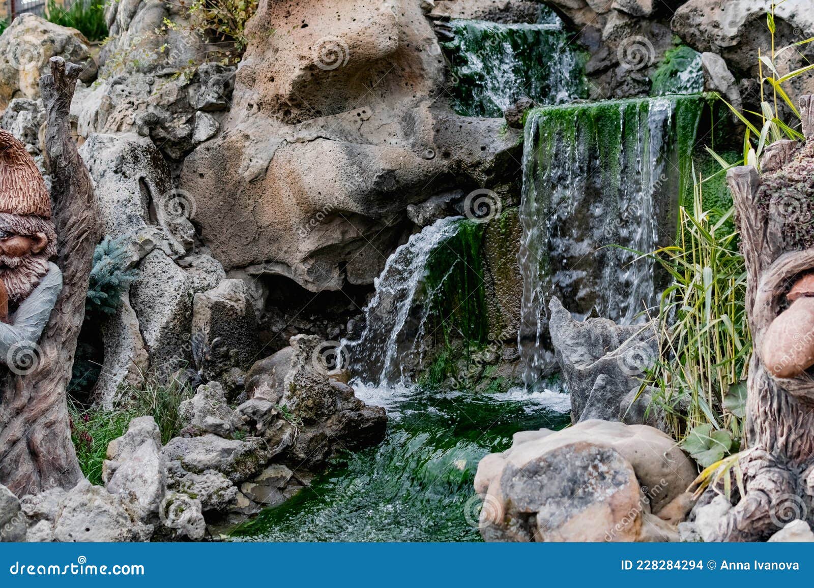 A Beautiful Small Artificial Waterfall, of an Interesting Shape, with a ...
