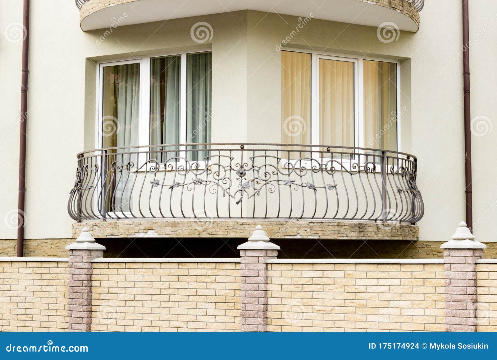 Beautiful Small Corner Balcony on a Modern Building Apartment Stock ...