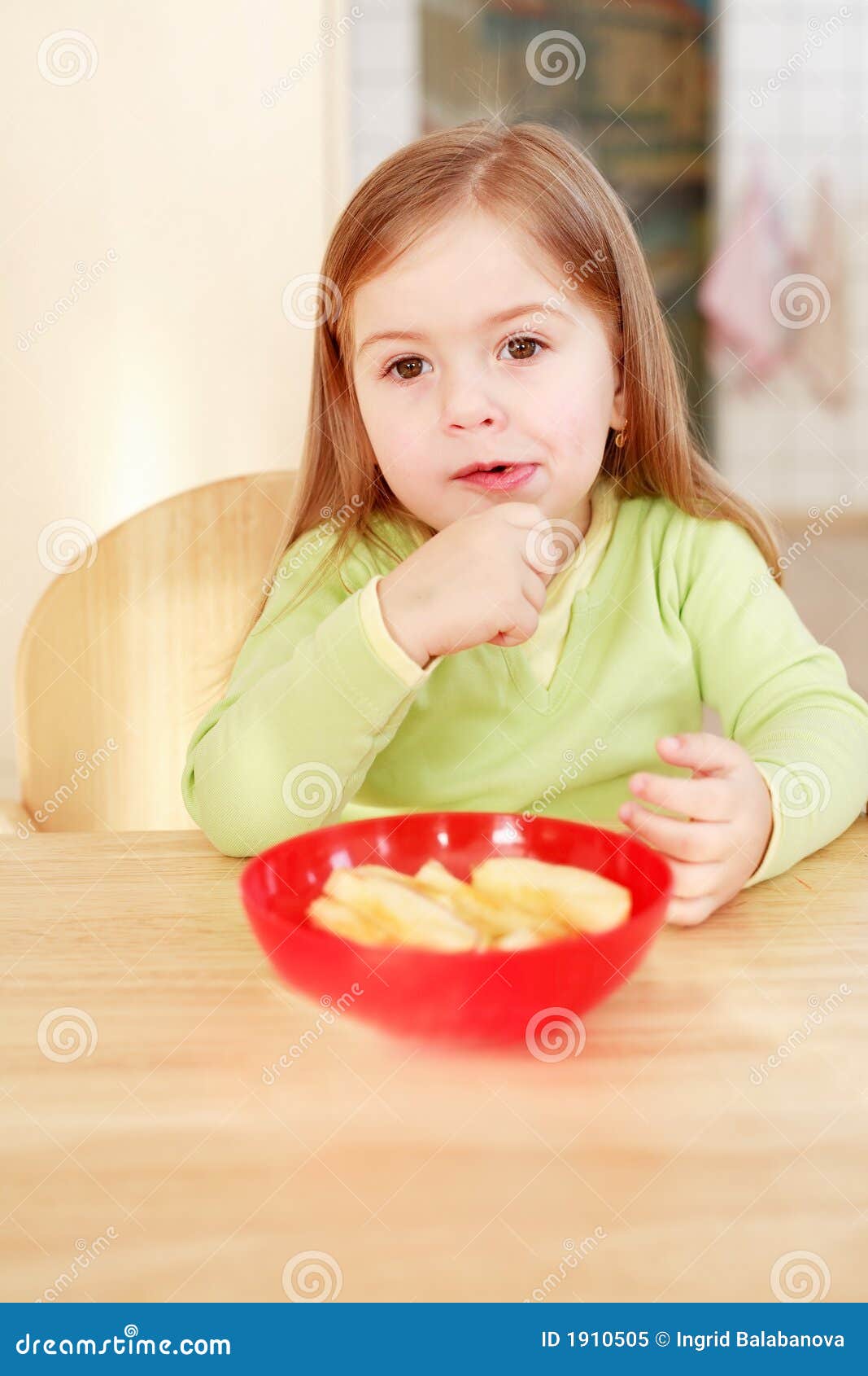 Beautiful Small Girl Eating Stock Image - Image of childhood, hungry ...