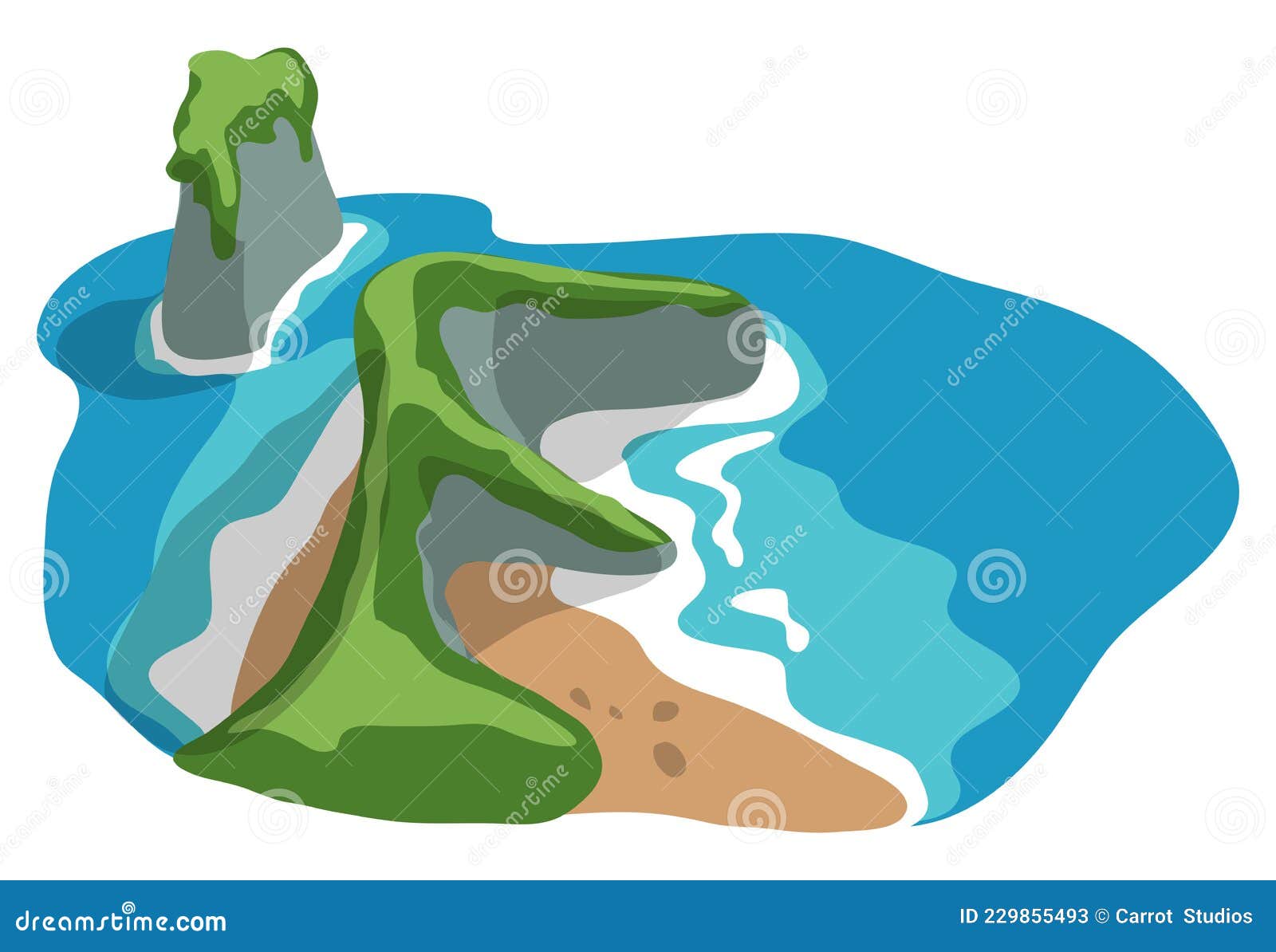 A Beautiful Small Island Illustration Stock Vector - Illustration of ...