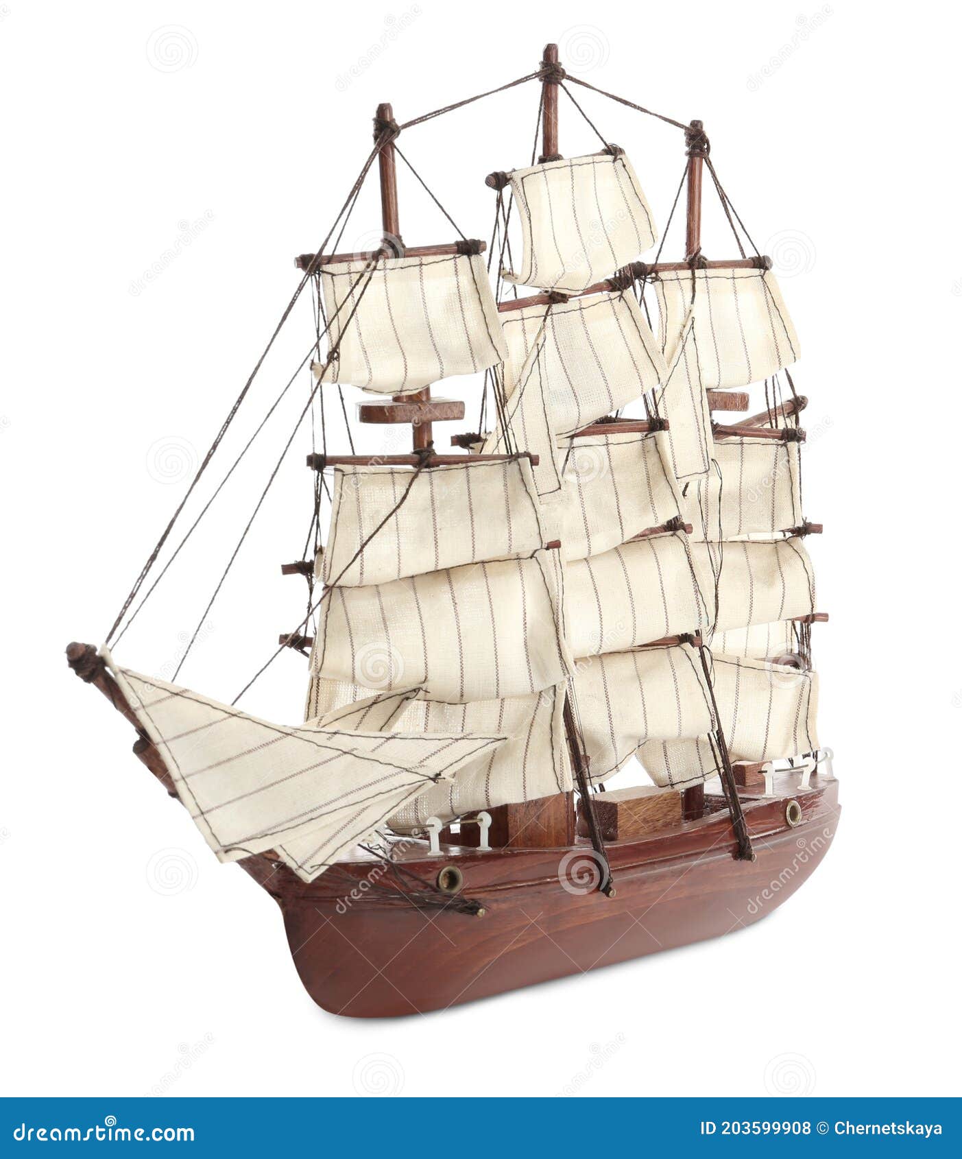 Beautiful Small Ship Model Isolated on White Stock Photo - Image of ...