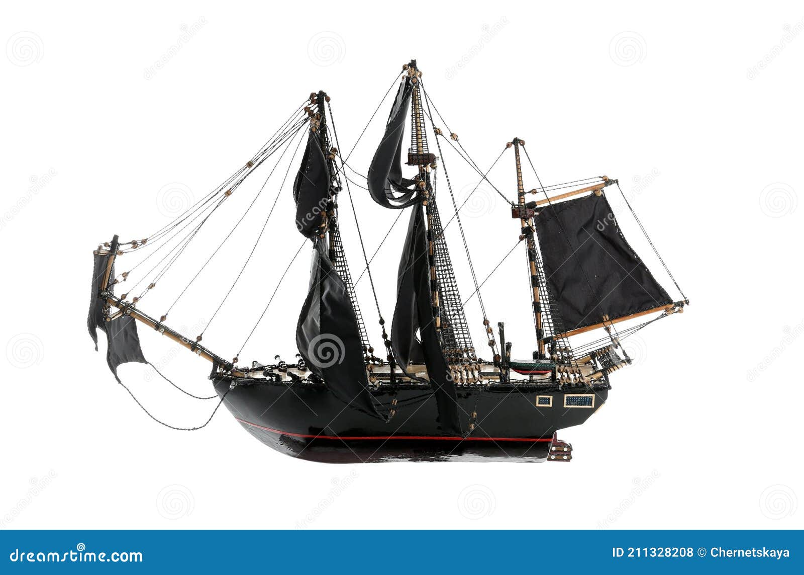 Beautiful Small Ship Model Isolated on White Stock Photo - Image of ...