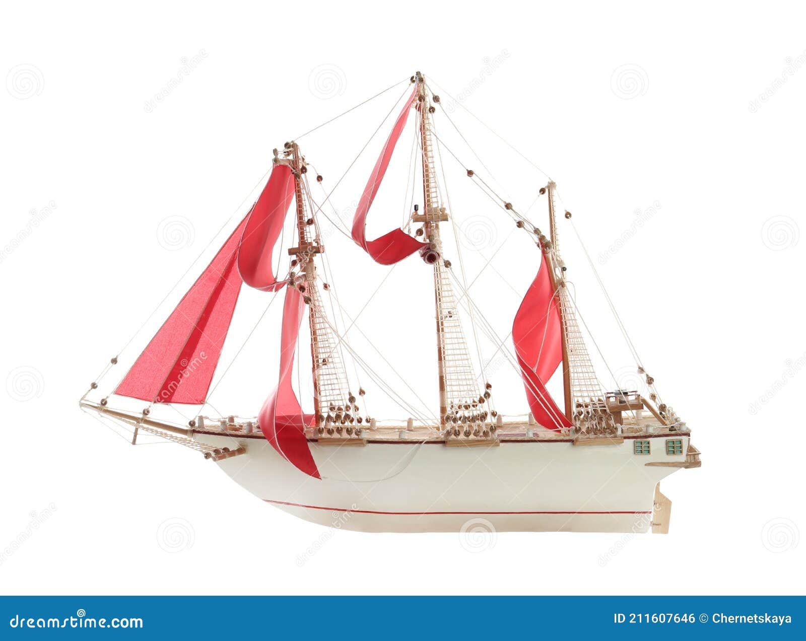 Beautiful Small Ship Model Isolated on White Stock Photo - Image of ...