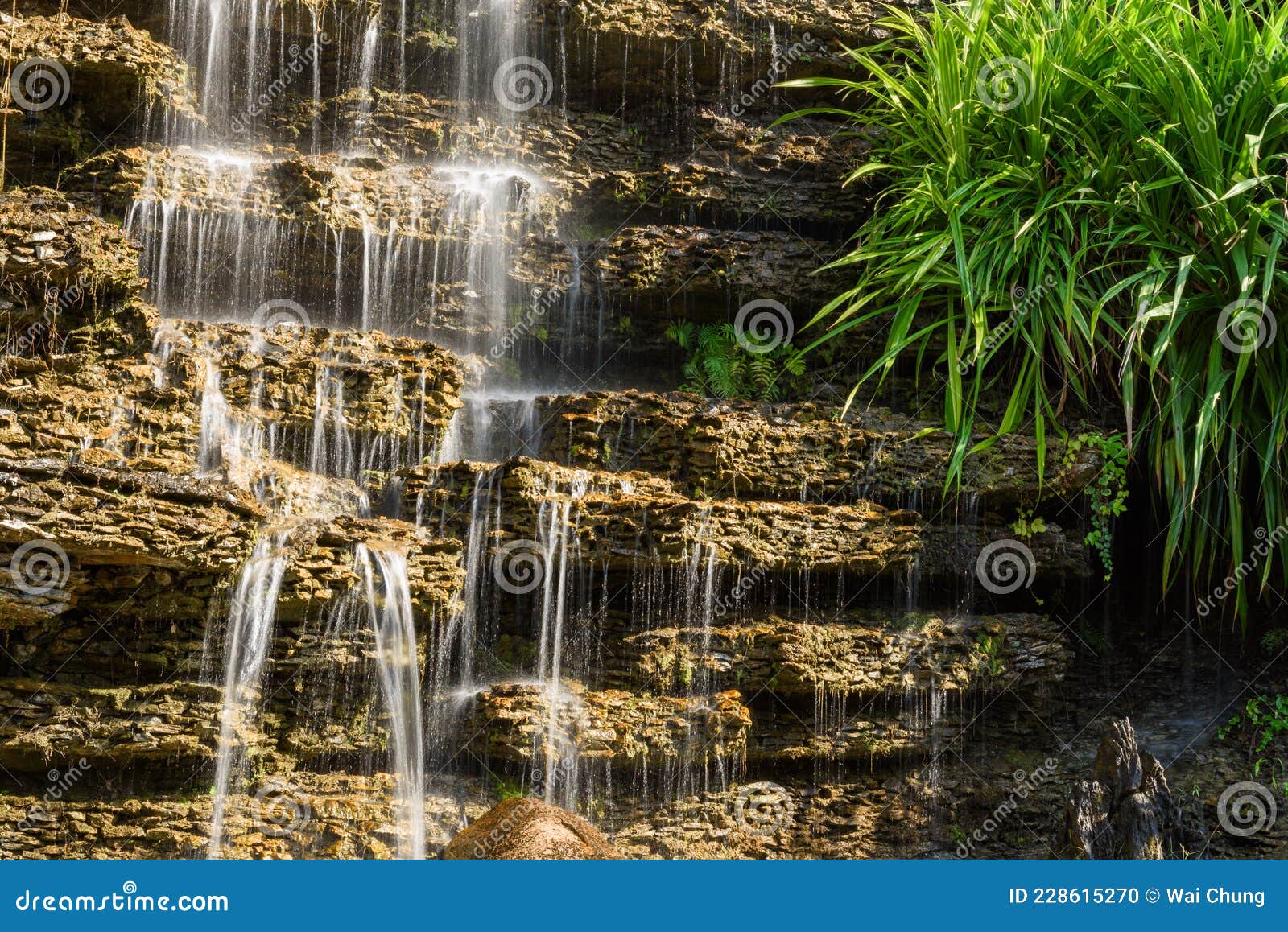 Beautiful small waterfall stock photo. Image of water - 228615270