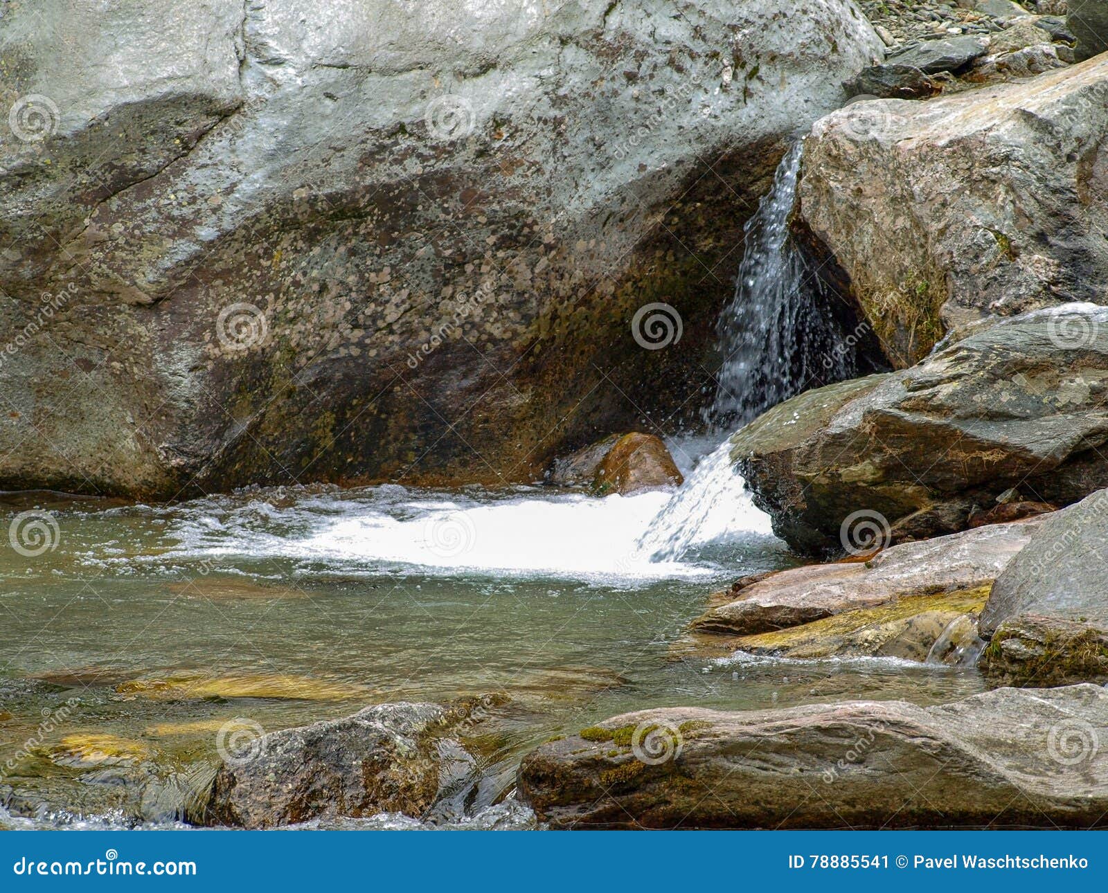 Beautiful Small Waterfall Flows into the Forest Pond Stock Image ...