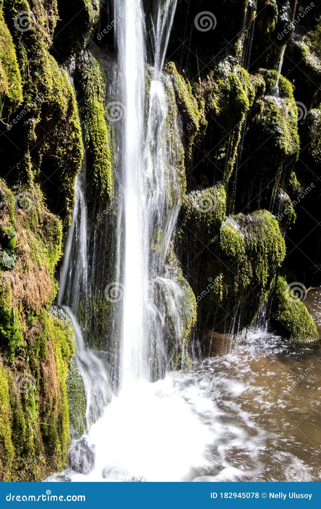 Beautiful Small Waterfall in the Forest. Closeup Stock Photo - Image of ...