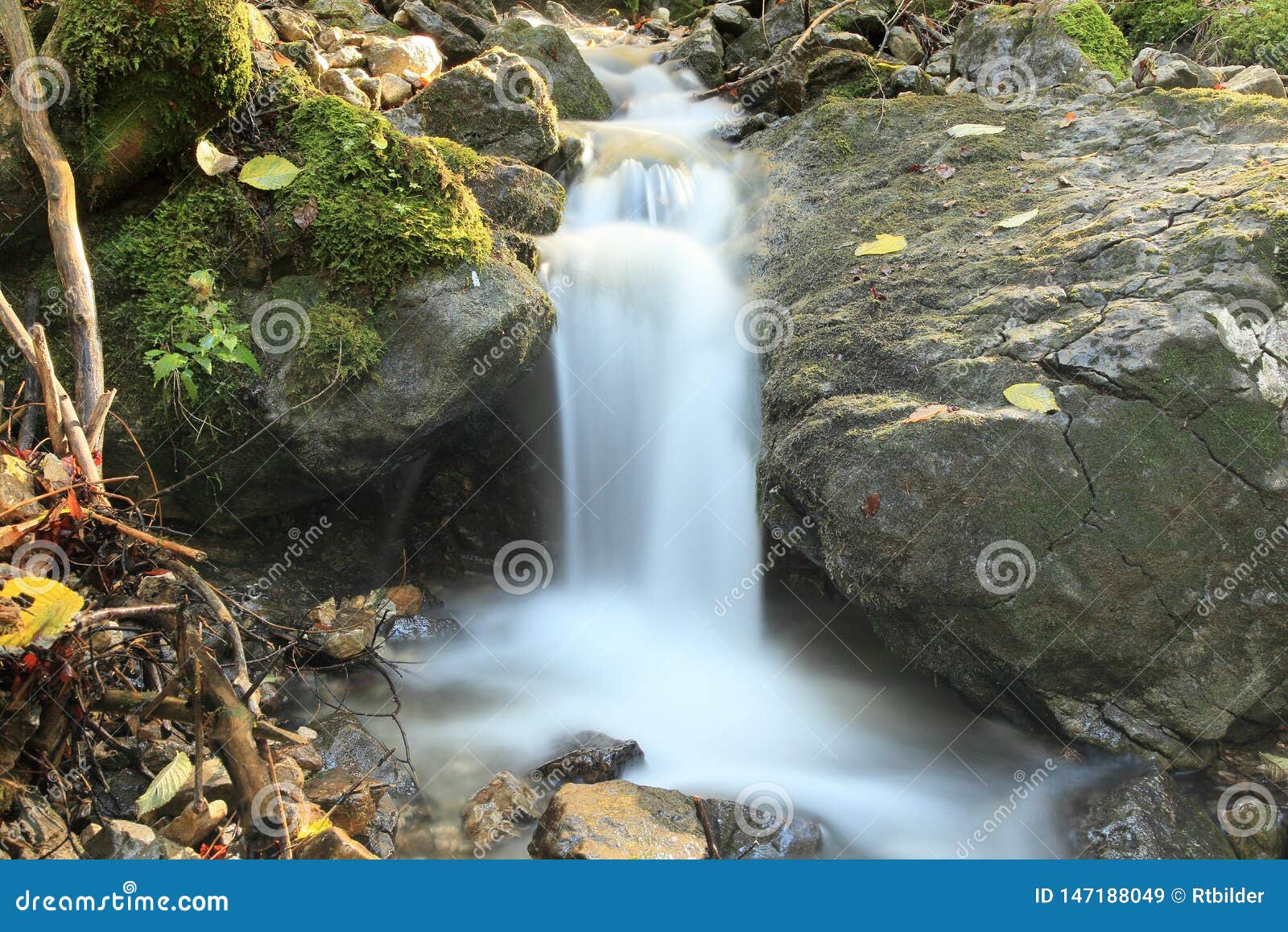 A Beautiful Small Waterfall in Nature Stock Image - Image of season ...