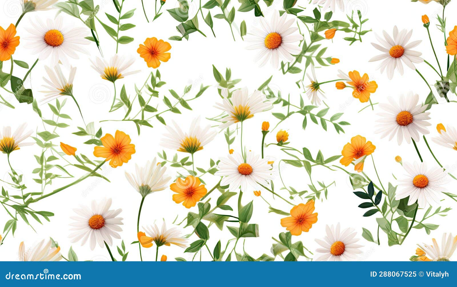 Beautiful Small Wild Flowers Pattern in a White Background. Stock ...