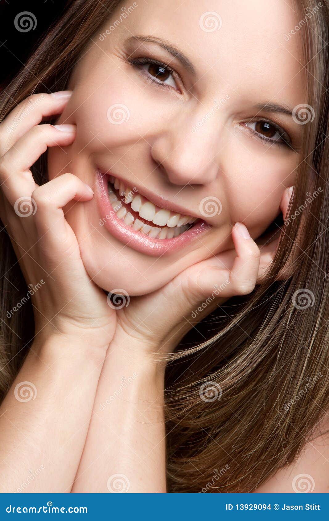 Beautiful Smile Woman stock photo. Image of hair, fingers - 13929094
