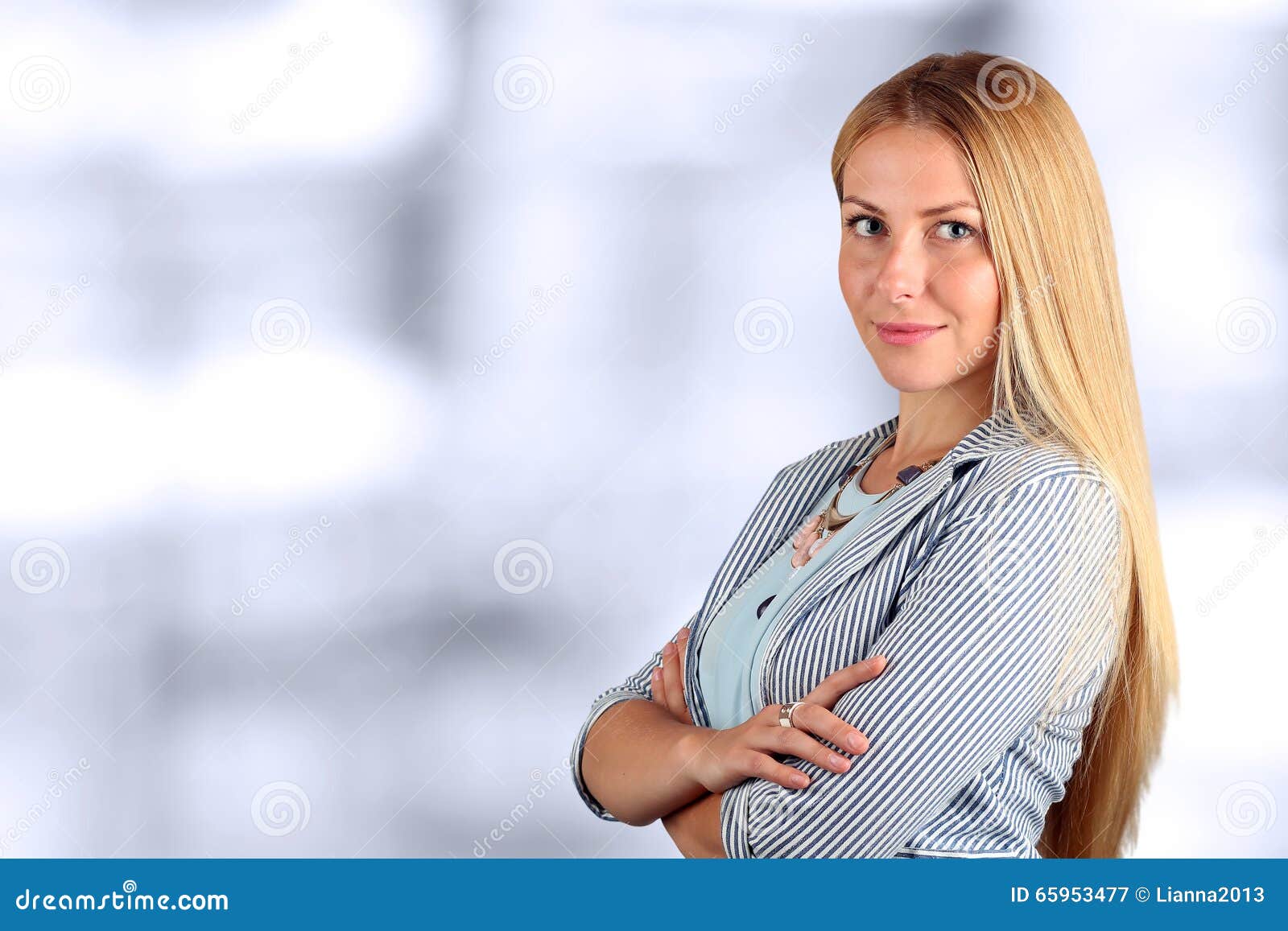 The Beautiful Smiling Business Woman Portrait Isolatwd On A White