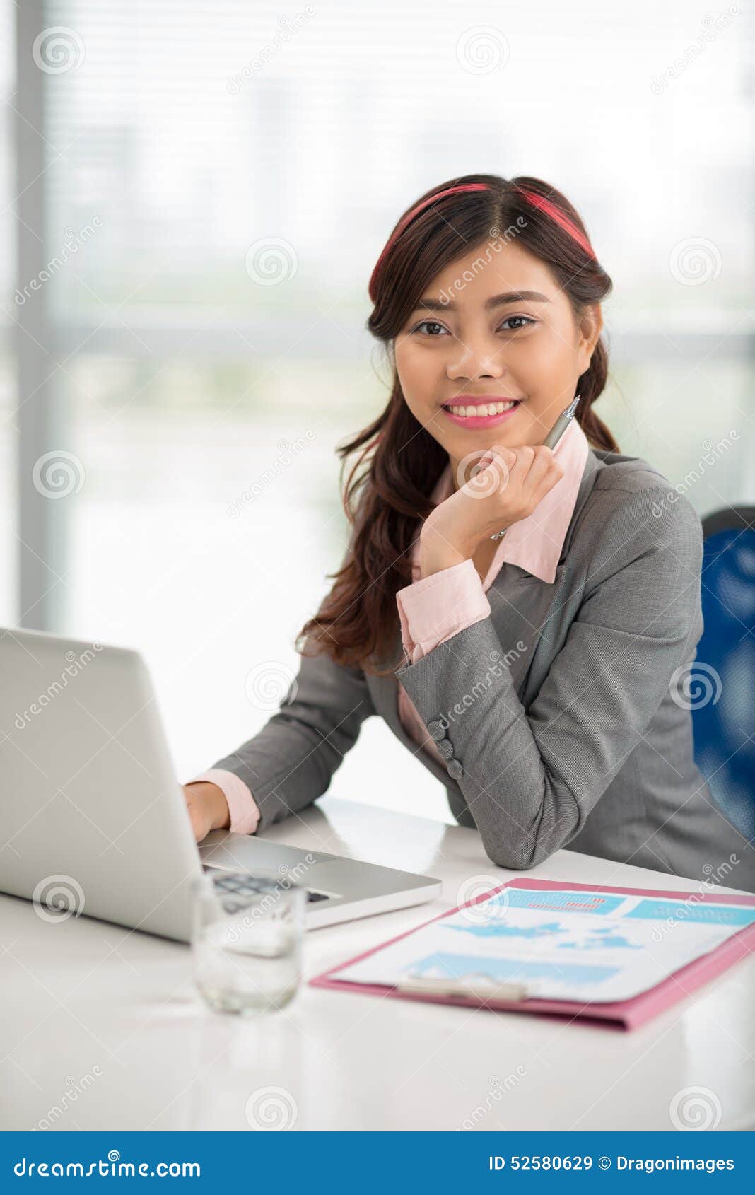 Beautiful Smiling Business Woman Stock Image - Image of computing ... Beautiful Smiling Business Woman Stock Image - Image of computing ...