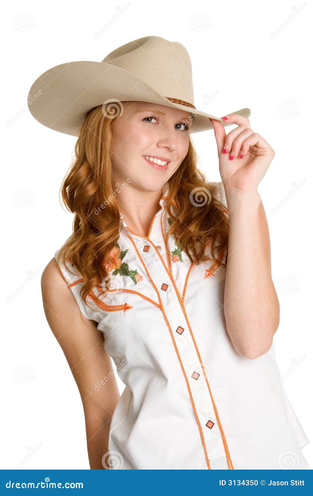 Beautiful Smiling Cowgirl stock photo. Image of isolated - 3134350