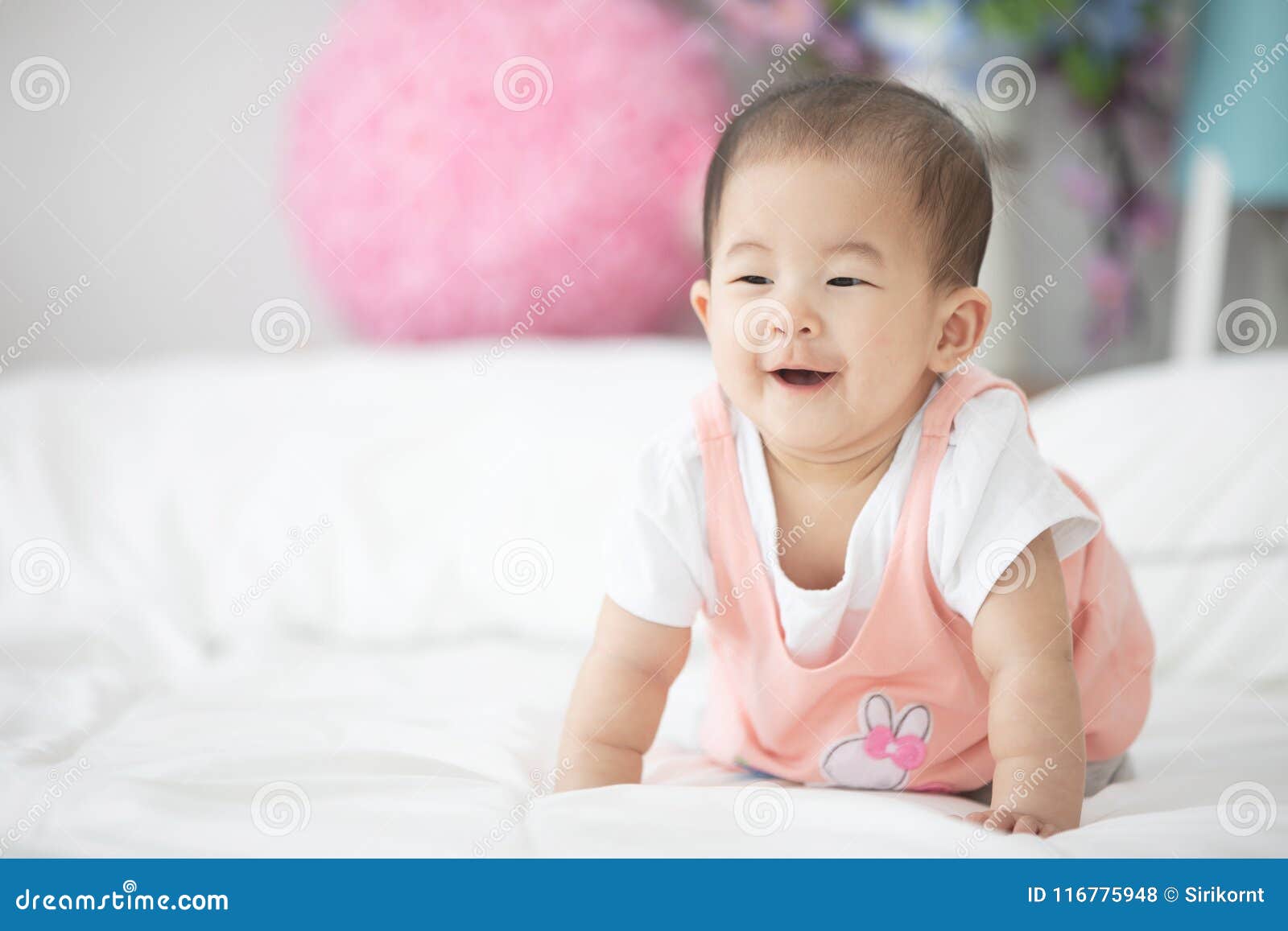 Beautiful Smiling Cute Asian Baby. Stock Photo - Image of cheerful ...