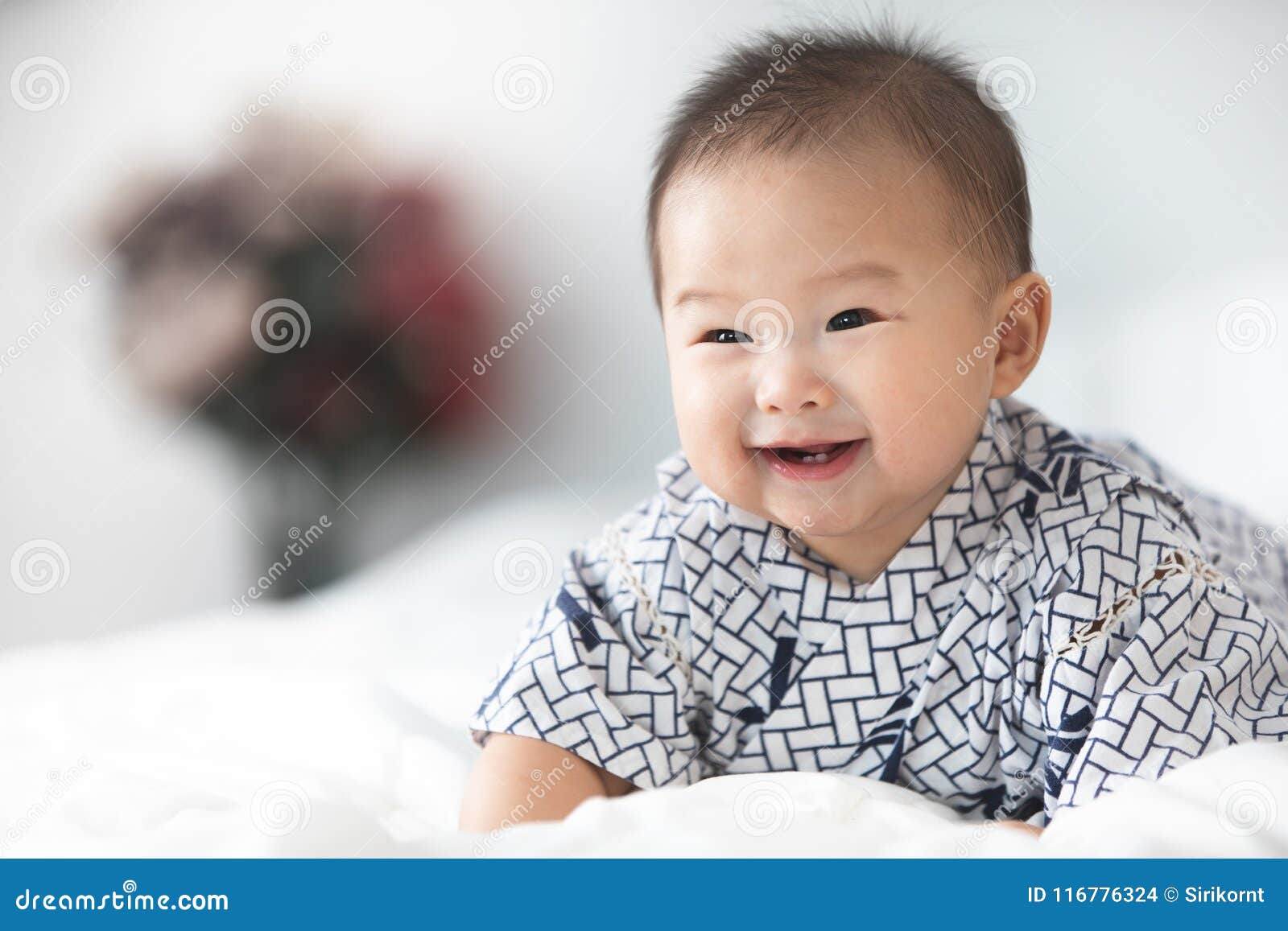 Beautiful Smiling Cute Asian Baby. Stock Photo - Image of human, face ...